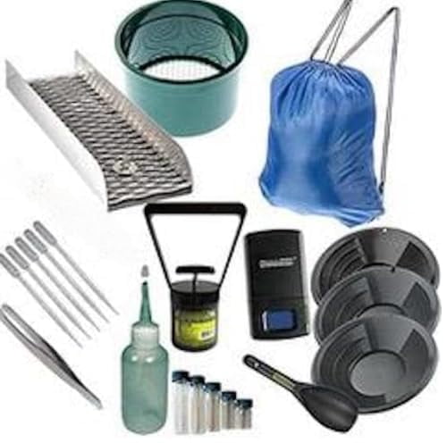 22pc Gold Panning Kit 12" 10" 8" Pans Mini Sluice Box & Gold Recovery ...