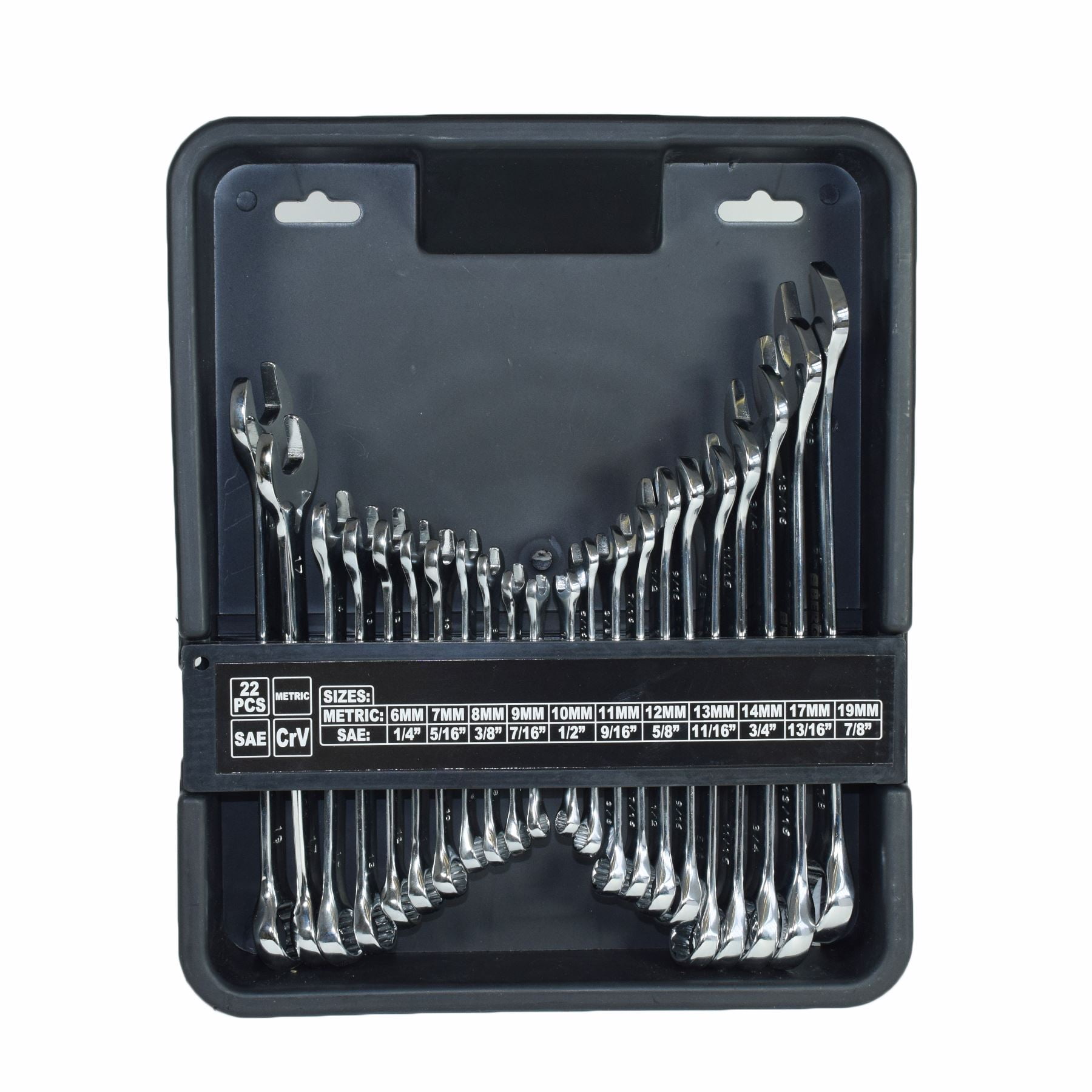 22pc Metric Imperial Combination Spanner Wrench Set 6 - 19mm 1/4 - 7/8 ...