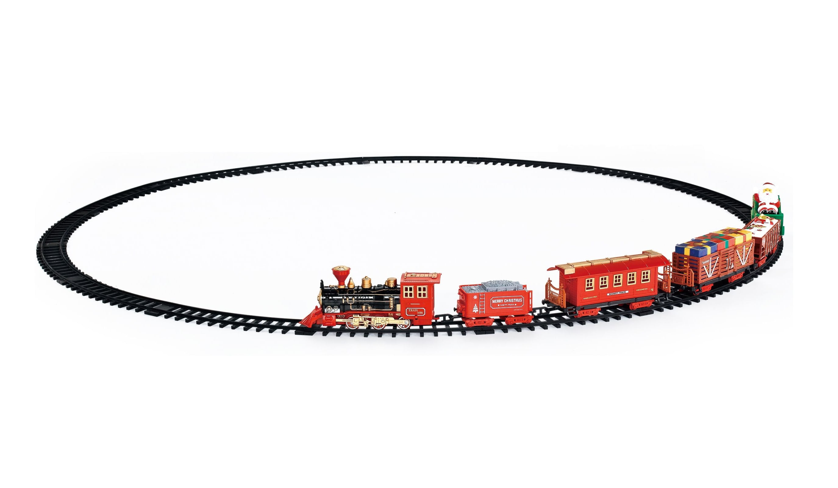 22pc Red Battery Operated Lighted and Animated Christmas Train Set with ...