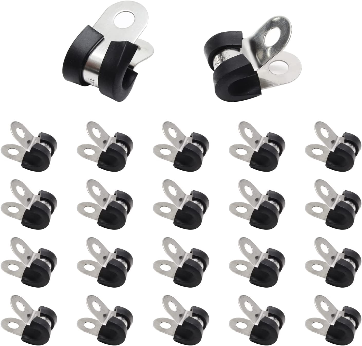 22pcs 1/4 inch (6mm) Cable Clamps, Stainless Steel Wire Clamps, Rubber ...