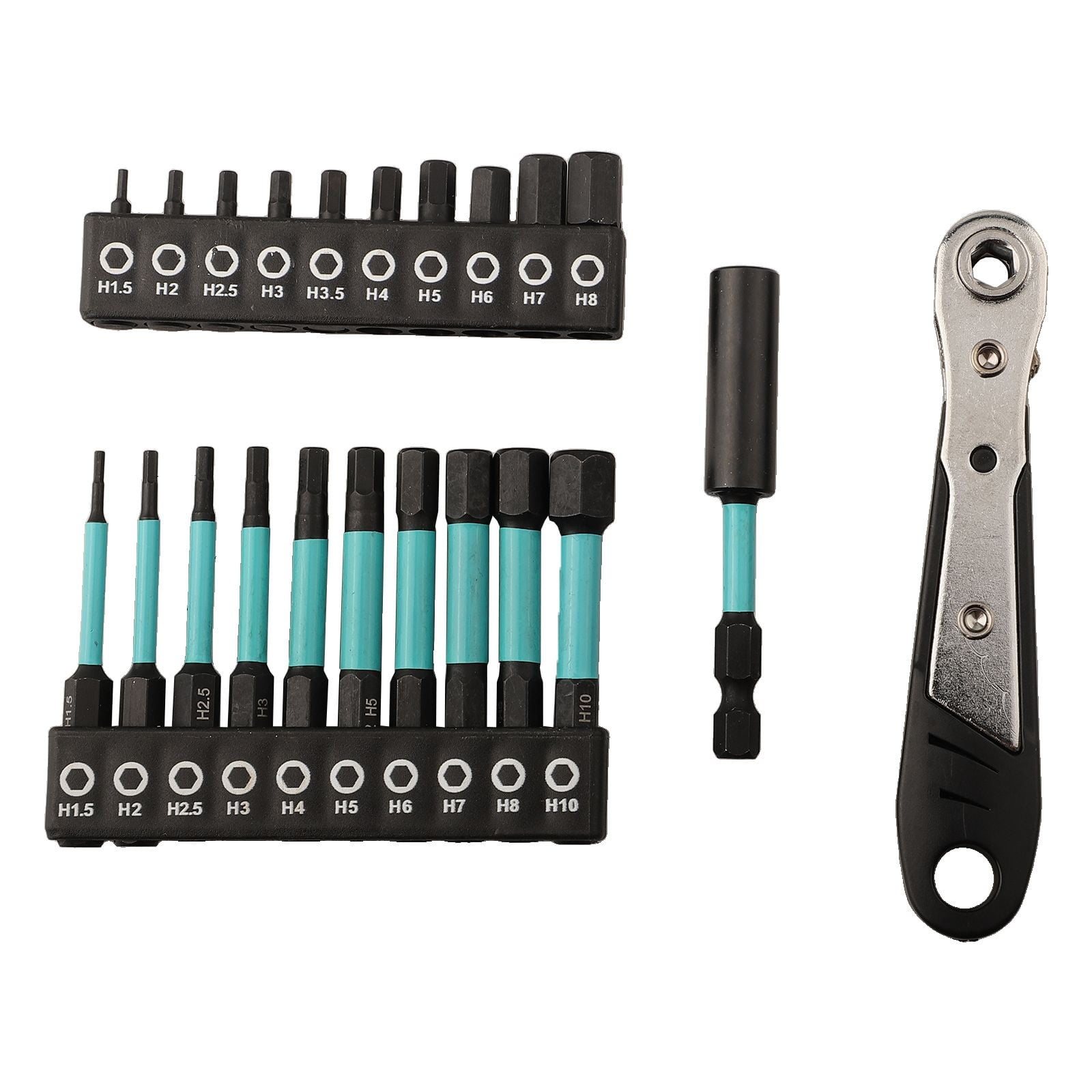 22pcs 25mm 60mm Length Hexagonal Screwdriver Bit Magnetic With Ratchet ...