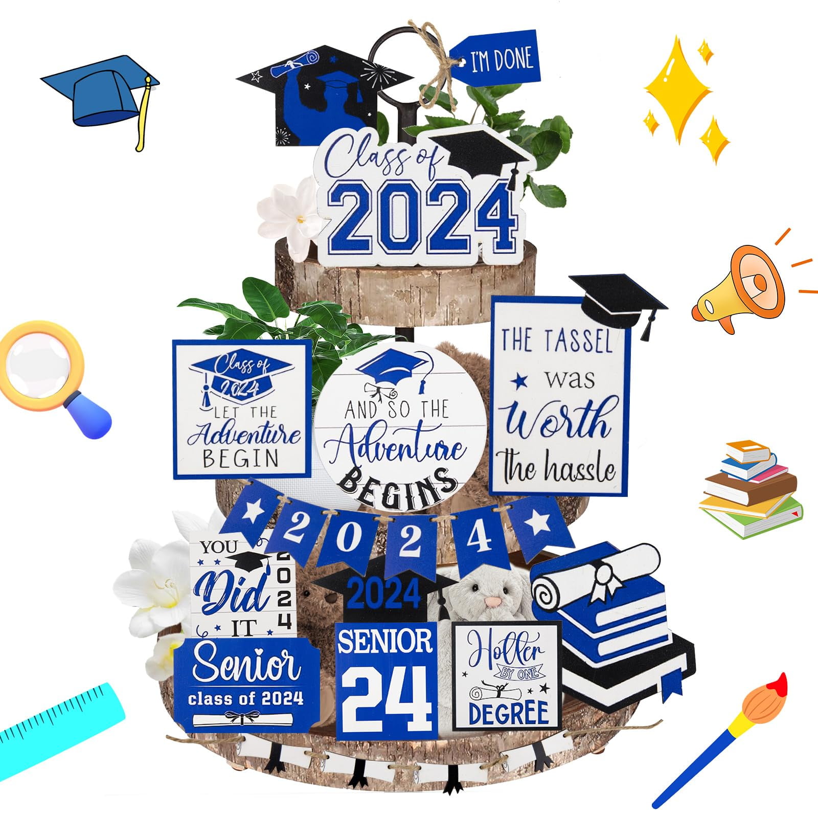 22pcs Graduation Tiered Tray Decor Set, Graduation Decorations Class of ...