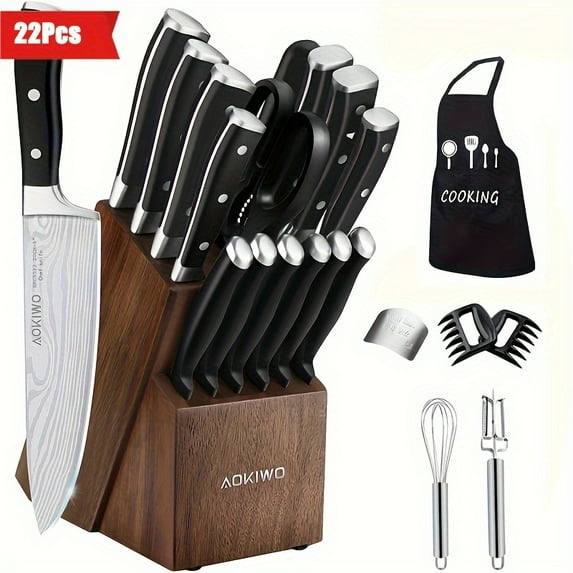 22pcs Kitchen Knife Set With Block Wooden, Germany High Carbon ...