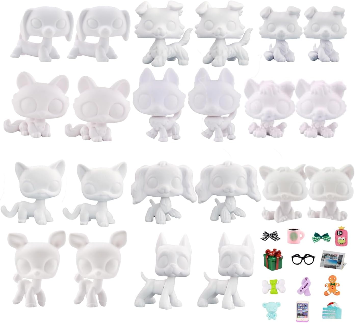 22pcs/Lot White Base for Pet Shop Cat Dog Collie Deer Great Dane Short ...