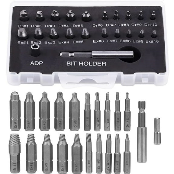 12 Piece Easy Out Small to Large Screw Extractor Kit Set Easy Out Screw ...
