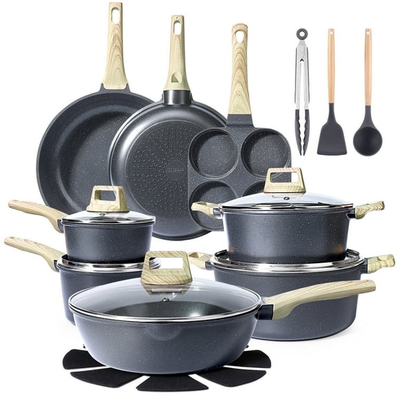 Non-Toxic Nonstick Ceramic 22 pcs pots and pans set complete Cookware ...
