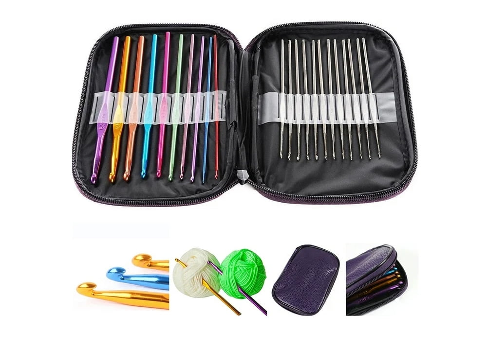 22pcs Set Crochet Hooks Needles Knit Craft Weave Yarn Tools Colorful ...