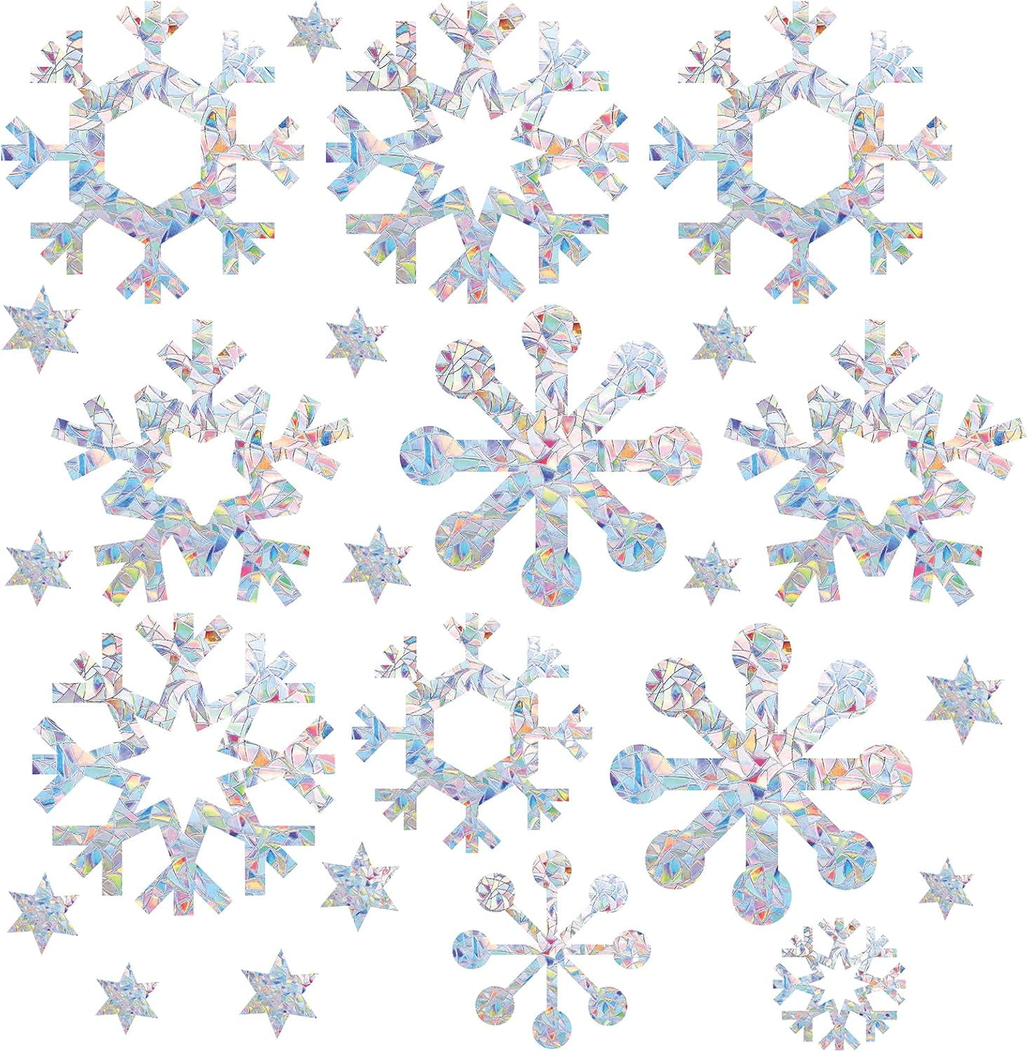 22pcs Snowflake Window Clings Anti-Collision Flower Rainbow Window ...