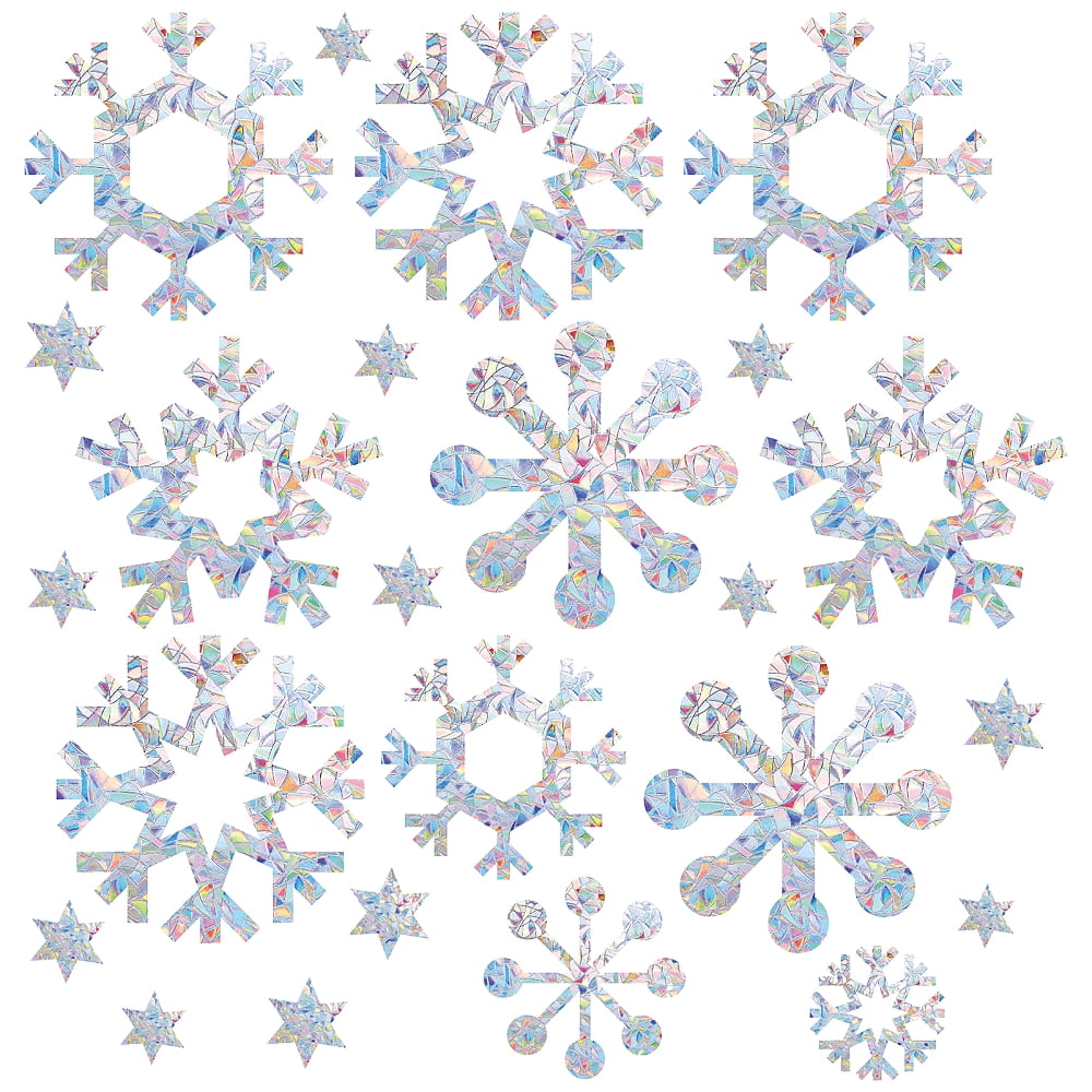 22pcs Snowflake Window Clings Anti-Collision Flower Rainbow Window ...