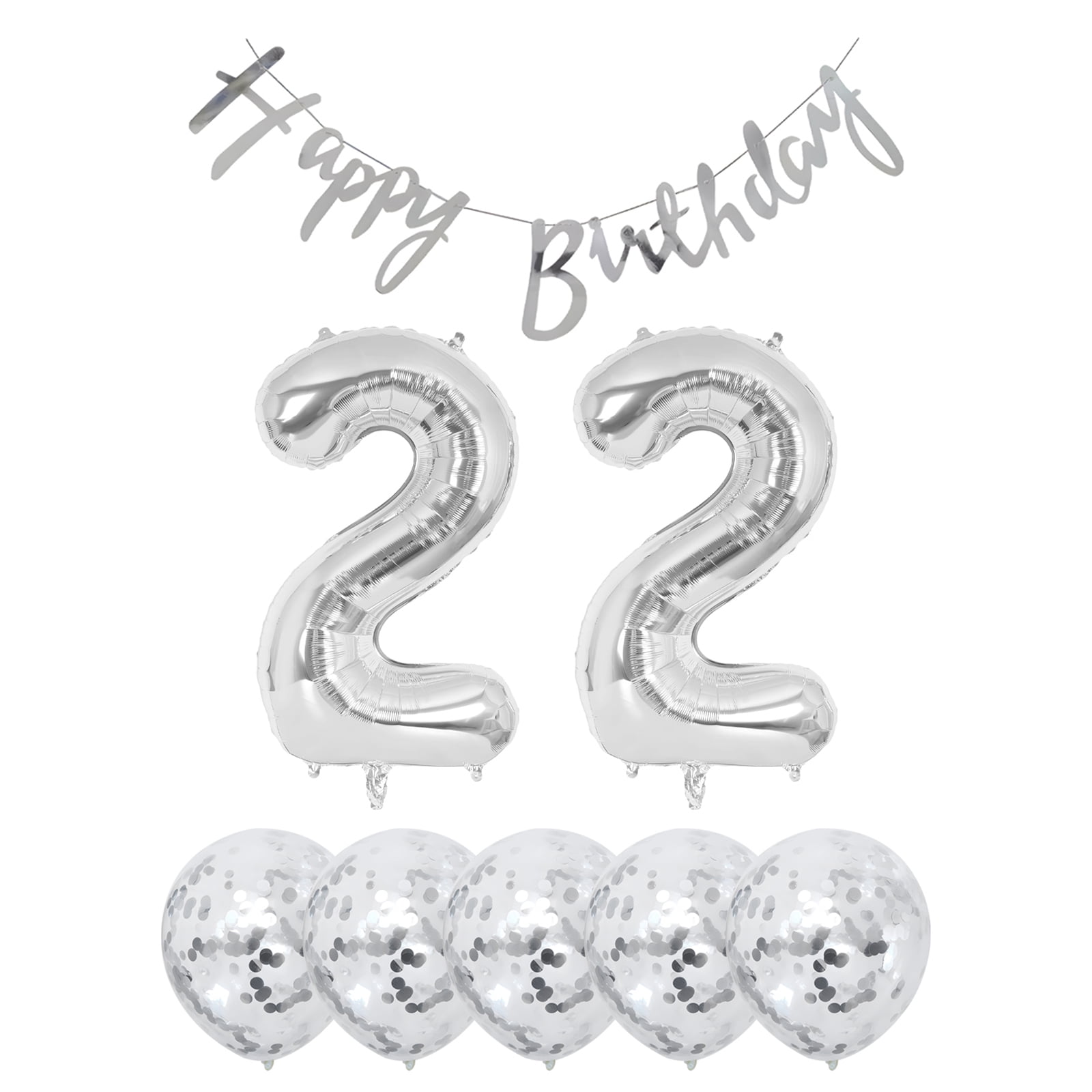 22th Birthday Decorations for Girl Silver Double Digits Birthday Party ...