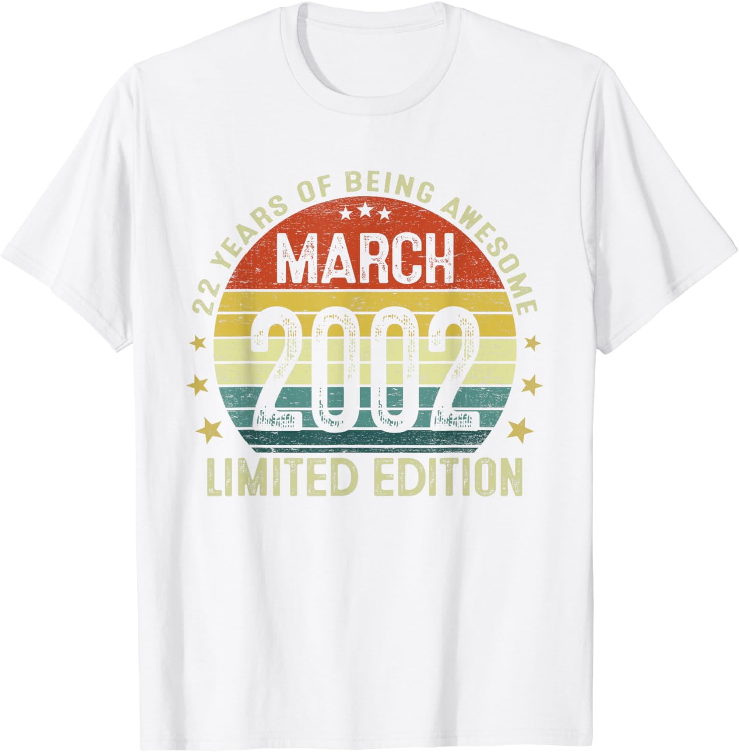 22th Birthday Decorations Men March 2002 22th Birthday T Shirt