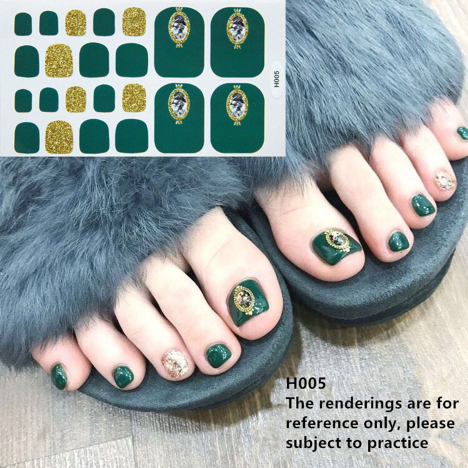 22tips/sheet Toe Nail Stickers Waterproof Fashion Toe Nail Wraps Nail ...