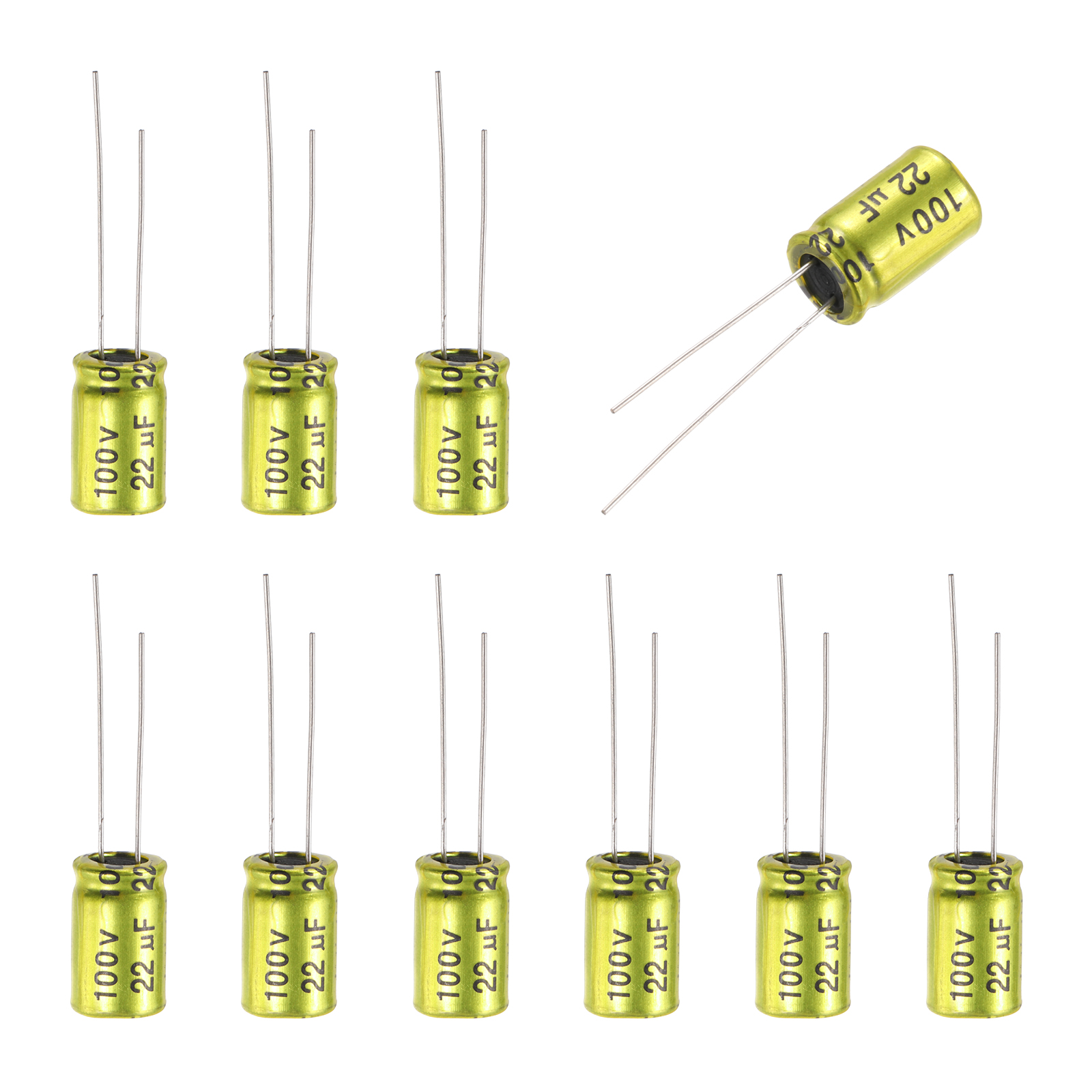 22uF 100V Non-Polarized Electrolytic Capacitor, 8mm x 12mm Aluminum ...