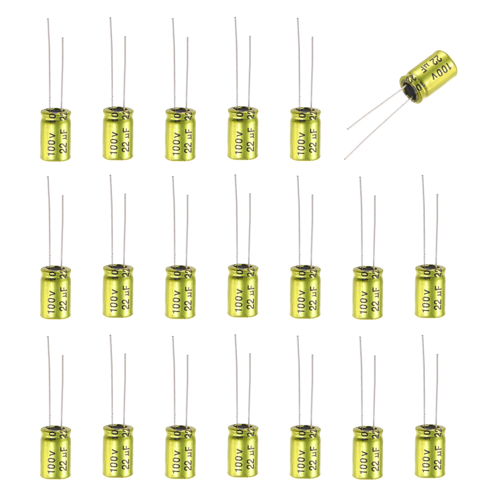 22uF 100V Non-Polarized Electrolytic Capacitor, 8mm x 12mm Aluminum ...