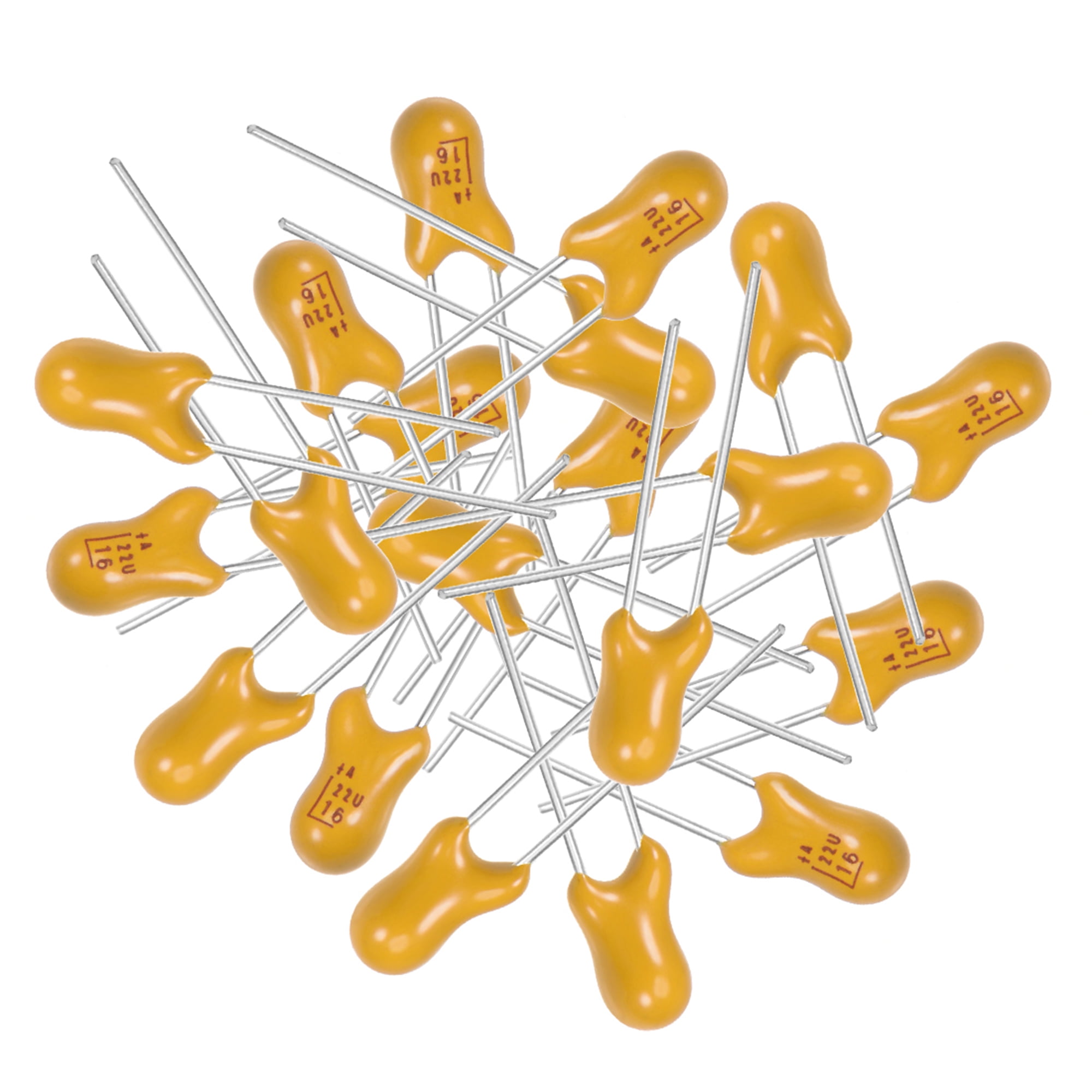 22uF Tantalum Capacitor 16V 2 Pin Yellow Radial Dipped Tantalum Bead ...