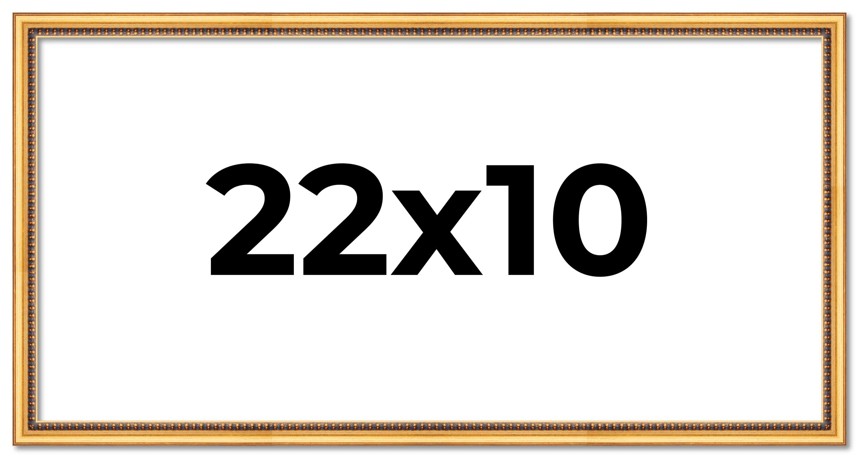 22x10 Frame Beaded Gold Solid Wood Picture Frame | 0.75 Inches Moulding ...
