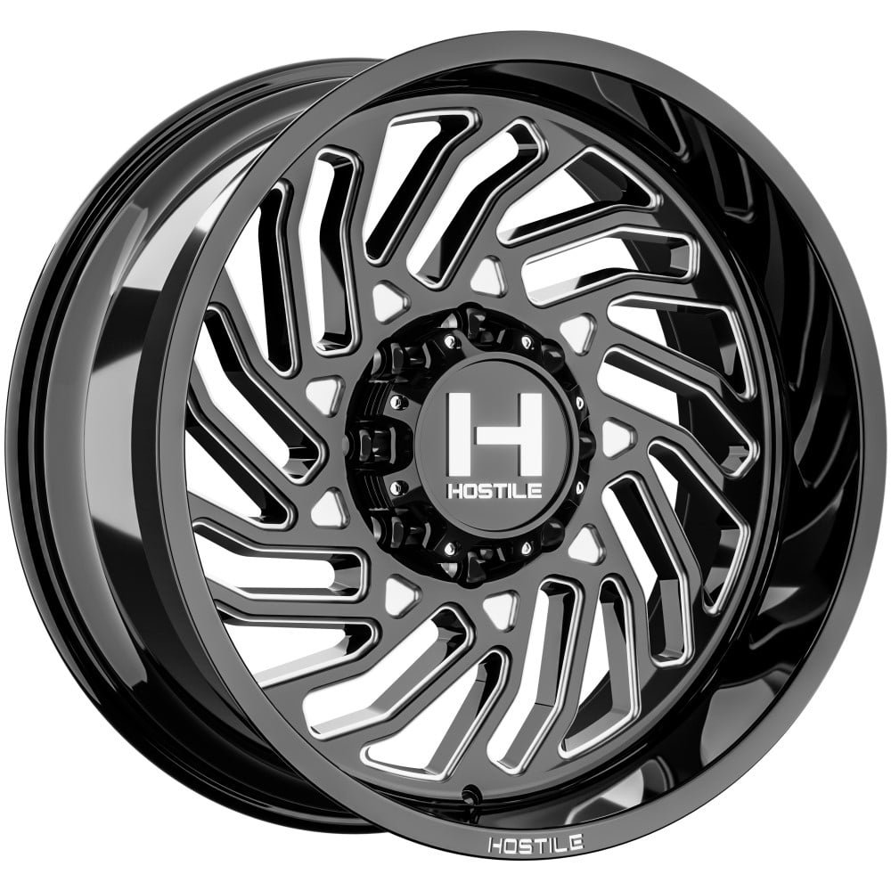 22x10 Hostile H140 Twister Blade Cut (Black Milled) Wheel 8x6.5 (-25mm ...