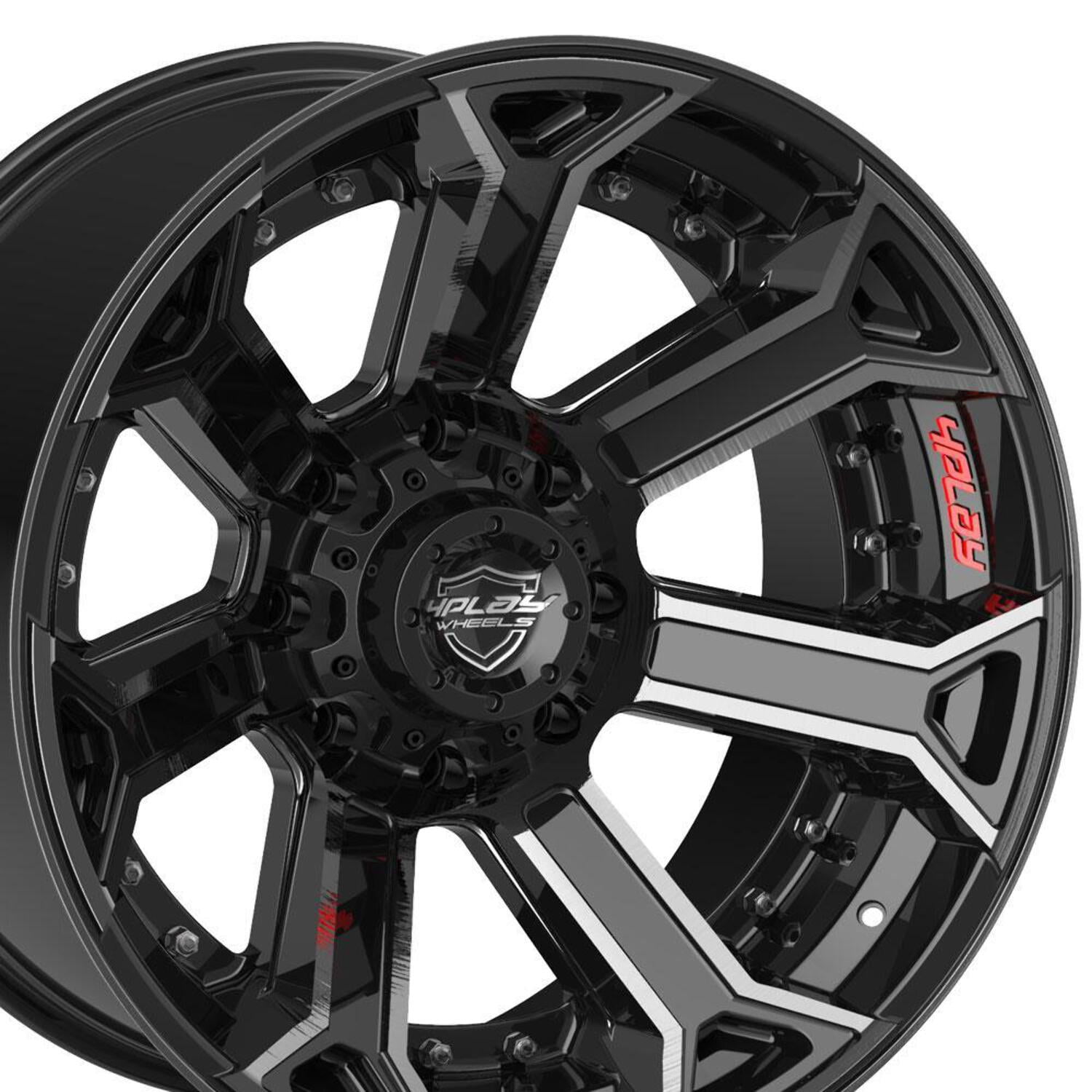 22x12 4PLAY Wheel for Chevy-GMC 4P70 Brushed Black Rim Fits select ...