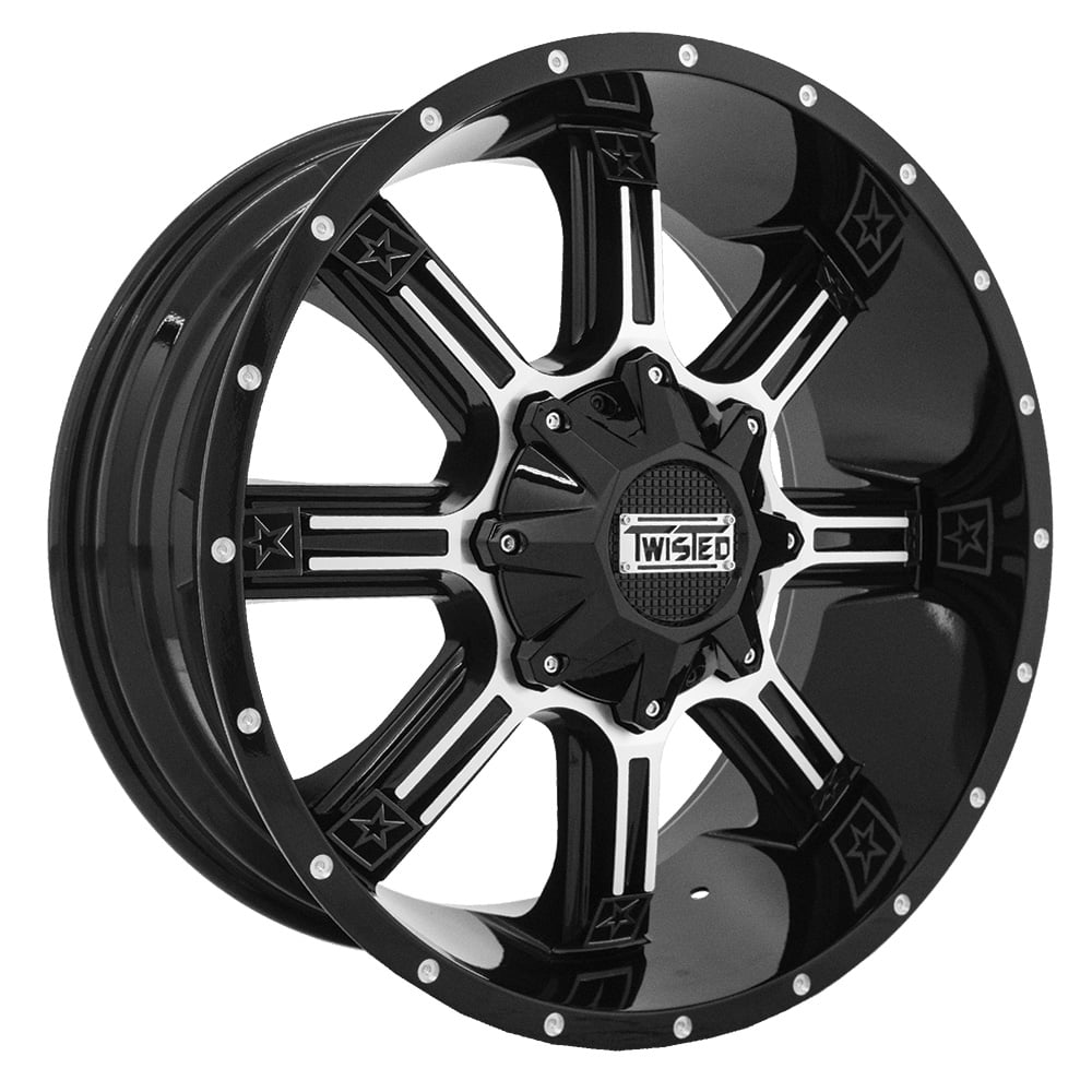 22x12 Twisted Off-Road T-21 Radar Gloss Black & Machined Wheel 8x170 ...