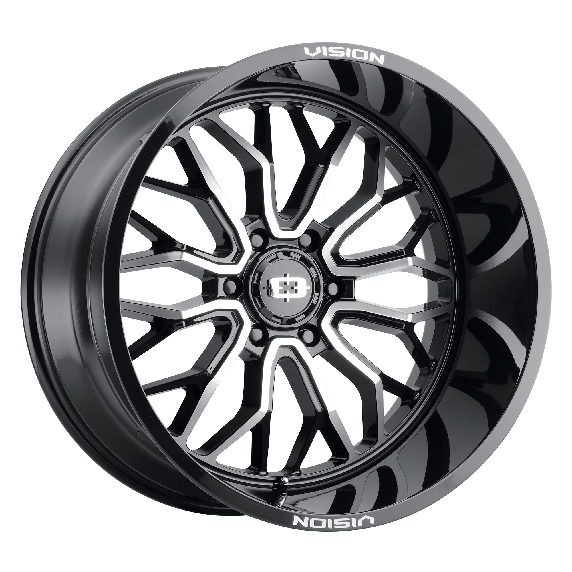 22x12 Vision 402 Riot Gloss Black Machined Face Wheel 5x150 (-51mm ...