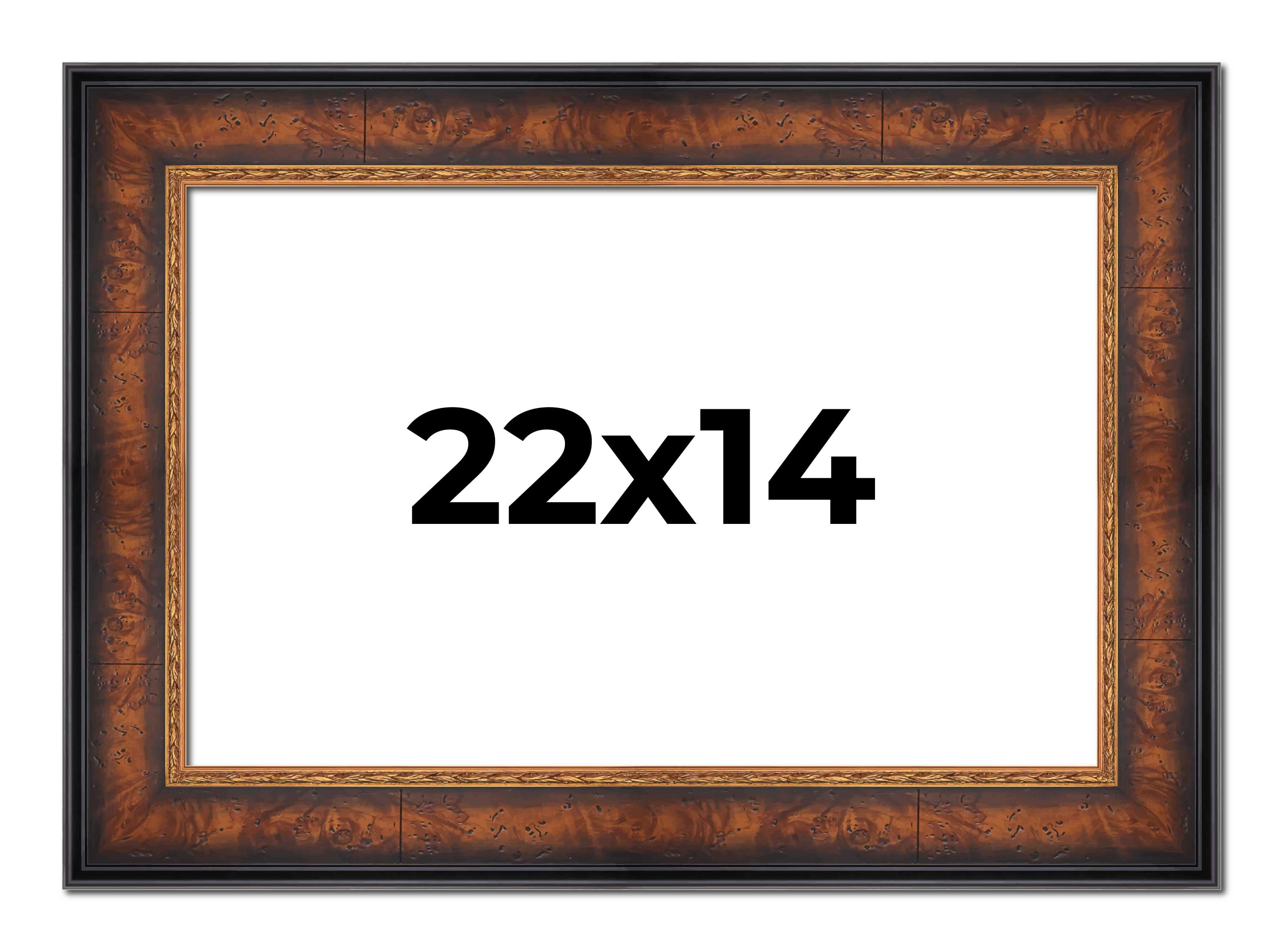 22x14 Frame Brown Walnut Gold Ornate Trim Solid Wood Plein Air Picture ...