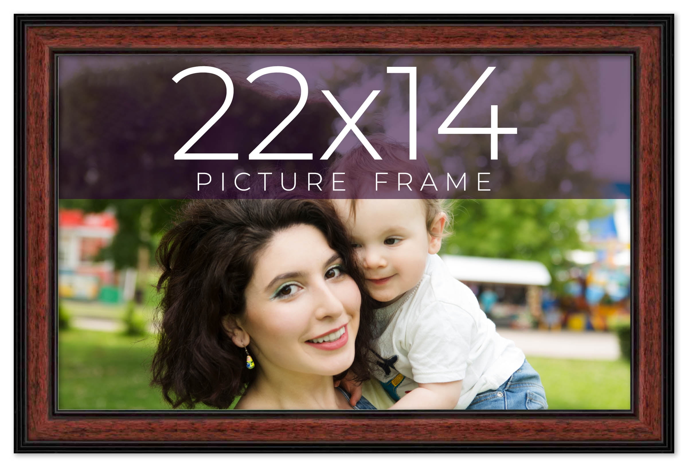 22x14 Frame Executive Brown Round Mahogany Finish Solid Wood Picture ...