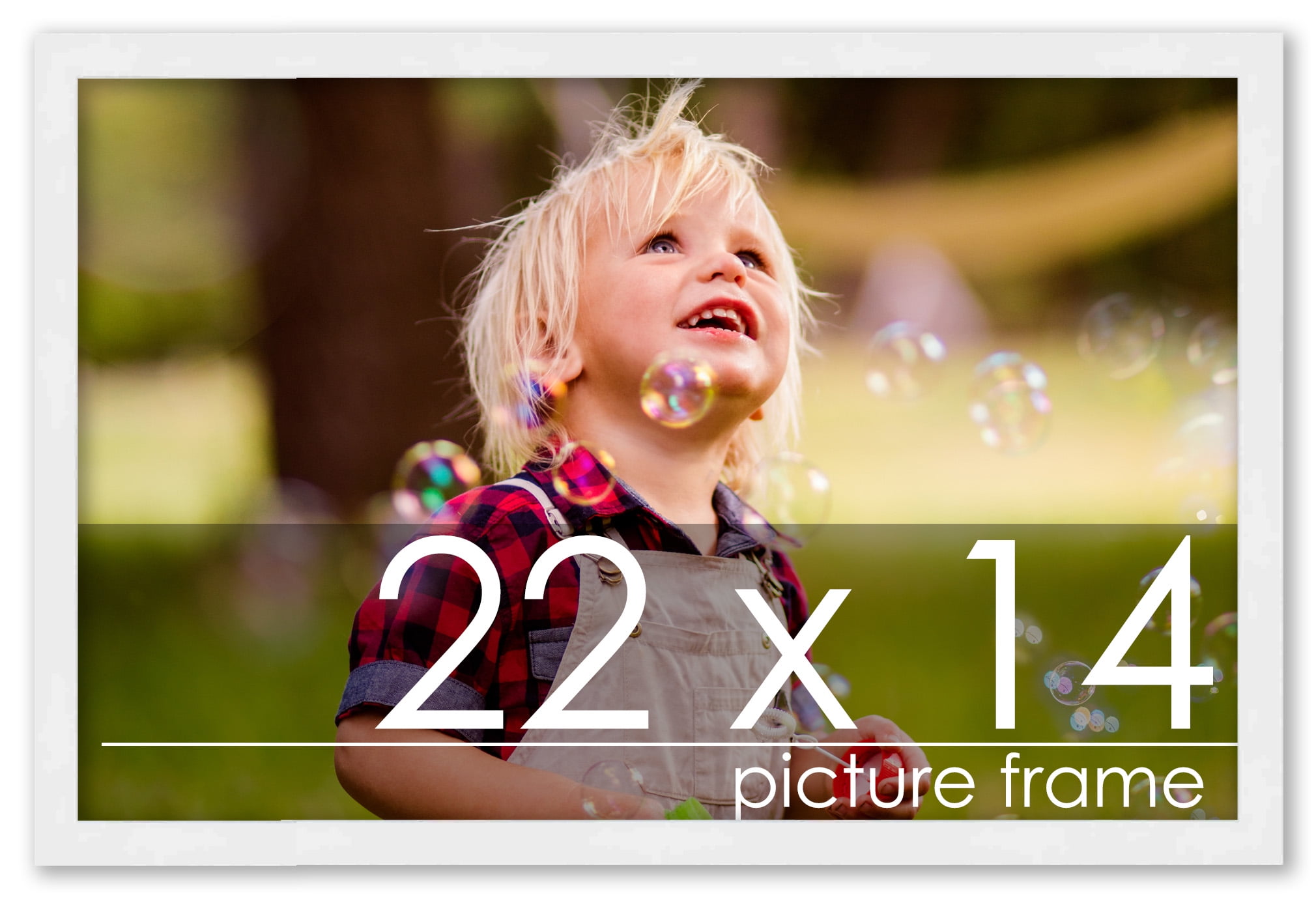 22x14 White Wood Picture Frame - UV Acrylic, Foam Board Backing ...