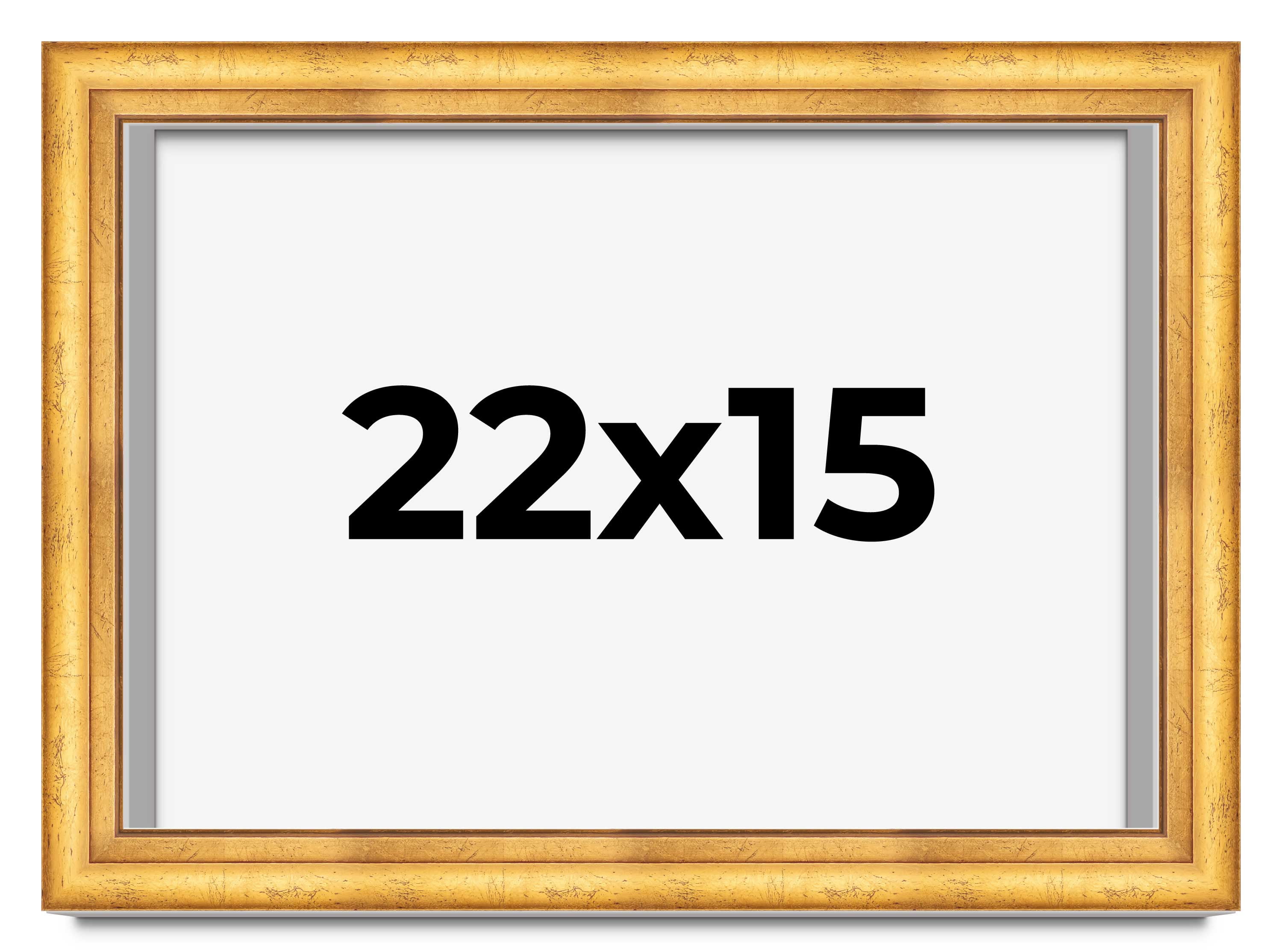 22x15 Shadow Box Frame Gold | 1.75 Inches Deep Real Wood Traditional ...
