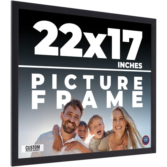 22x17 Frame Black Solid Wood Picture Frame | 0.75 Inch Moulding Width ...