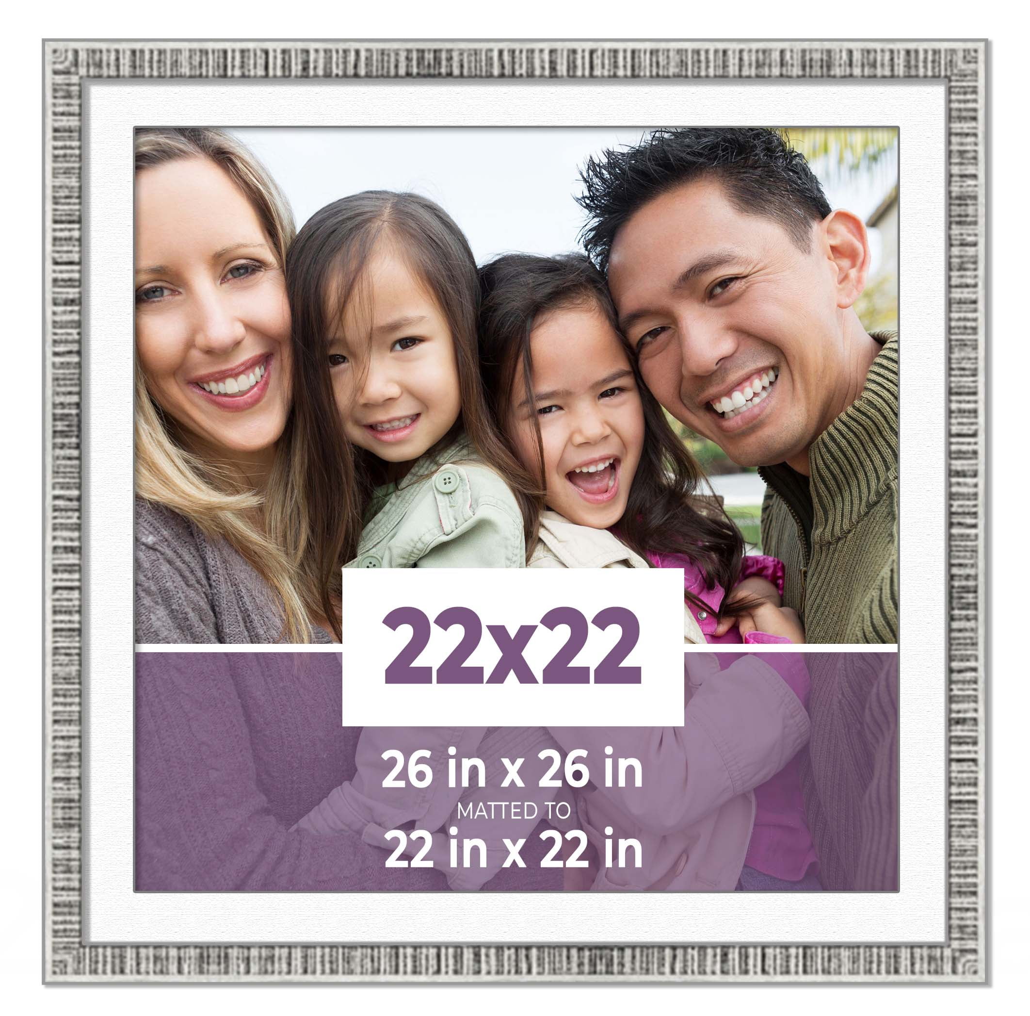 22x22 Frame Silver With White Picture Mat For 22x22 Photo - Silver ...
