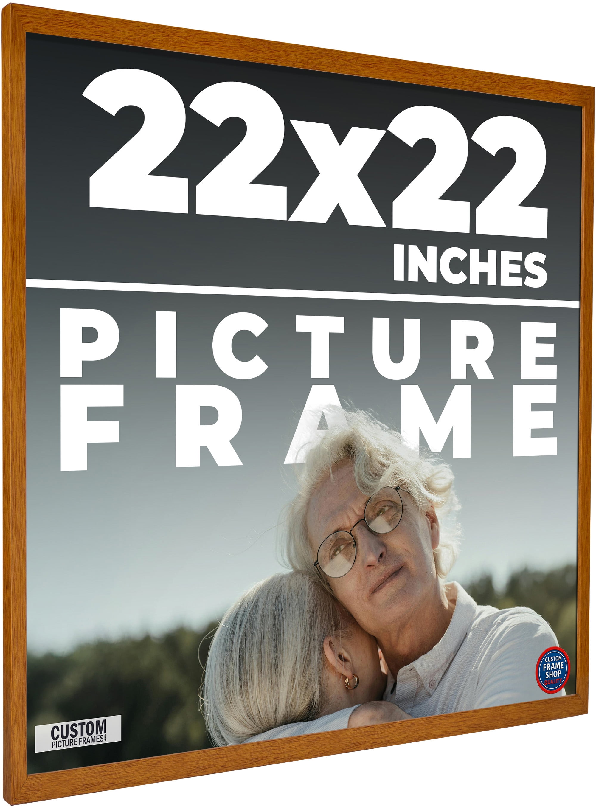 22x22 Honey Brown Real Wood Picture Frame Width 0.75 inches | Interior ...