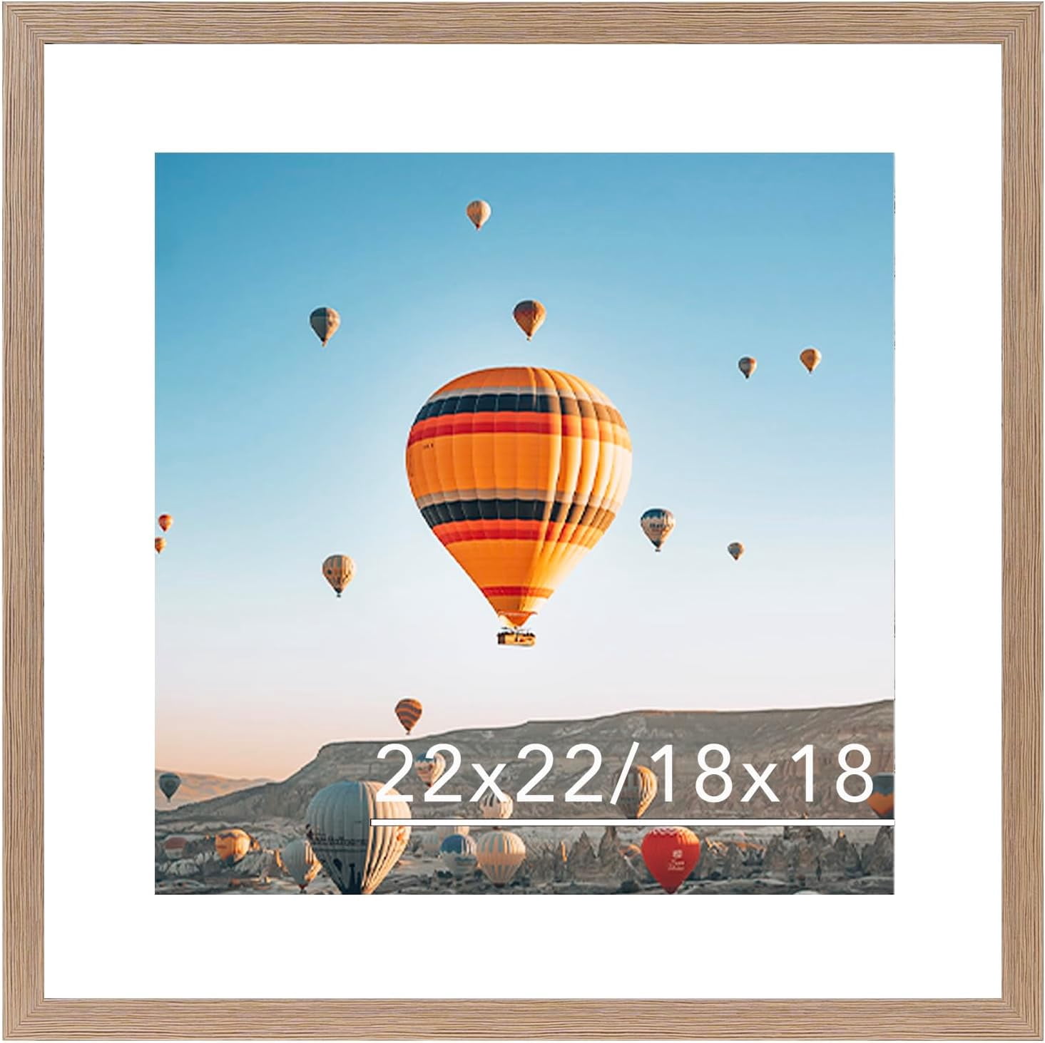 22x22 Picture Frame Rustic Brown with 18x18 Mat, Display Photo 18x18 ...