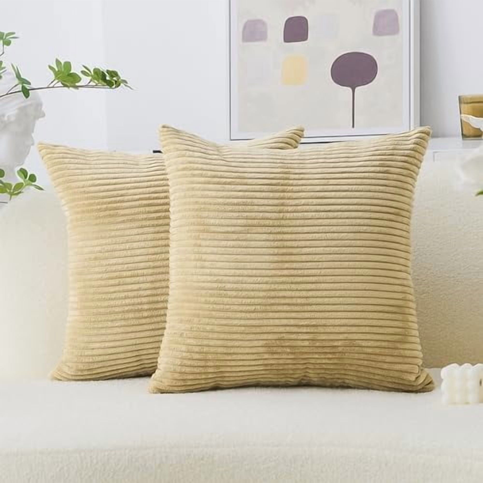 22x22 Pillow Covers Set of 2 Throw Pillows Covers Striped Velvet Sofa ...