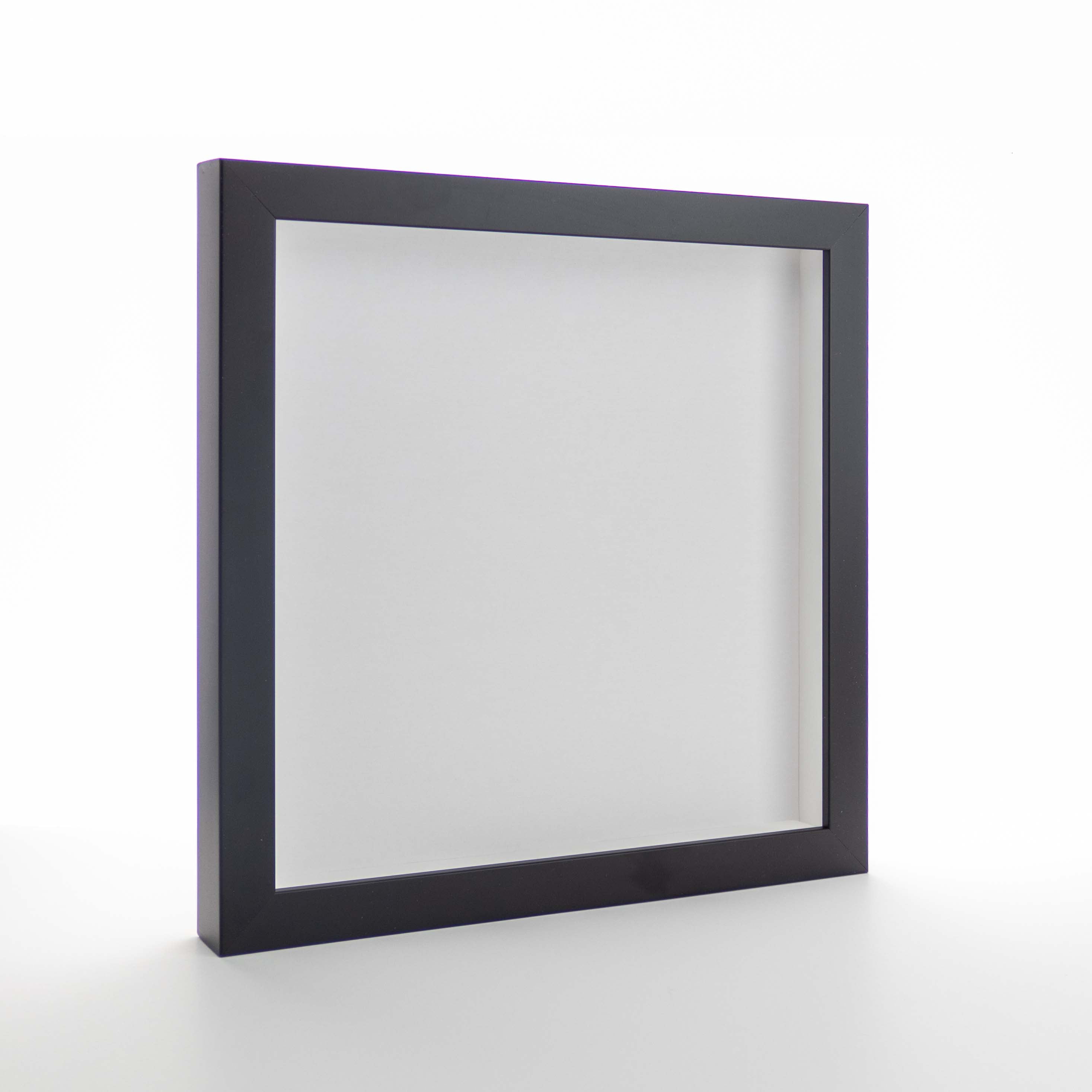 22x22 Shadow Box 3/4" Depth Black Picture Frame - UV Acrylic, Backing ...