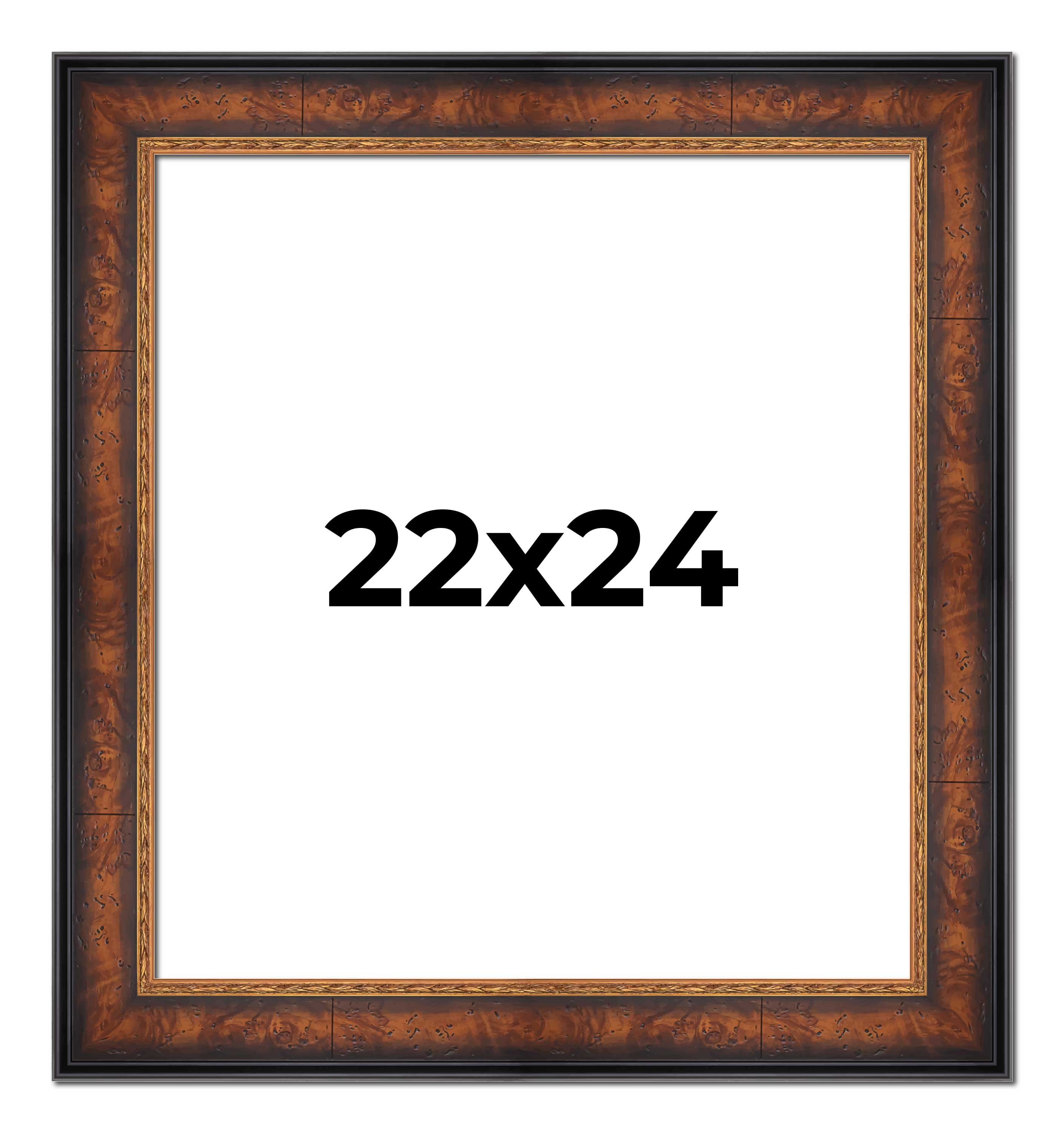 22x24 Frame Brown Walnut Gold Ornate Trim Solid Wood Plein Air Picture ...