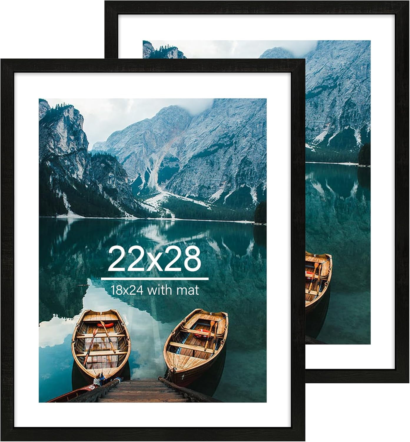 22x28 Frame Set of 2, Rustic Black Wood Style - Display 18x24 Picture ...
