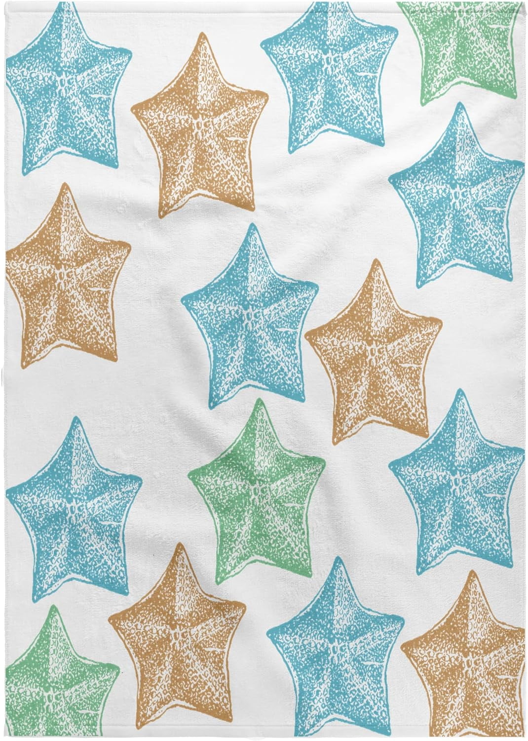 22x30 Aqua, Peach, and Lime Starfish-Themed Bath Towel for Pool or ...