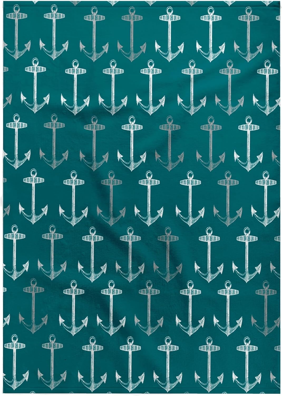 22x30 Bath Hand Pool Towel - Teal Blue Anchor Pattern - Vintage ...