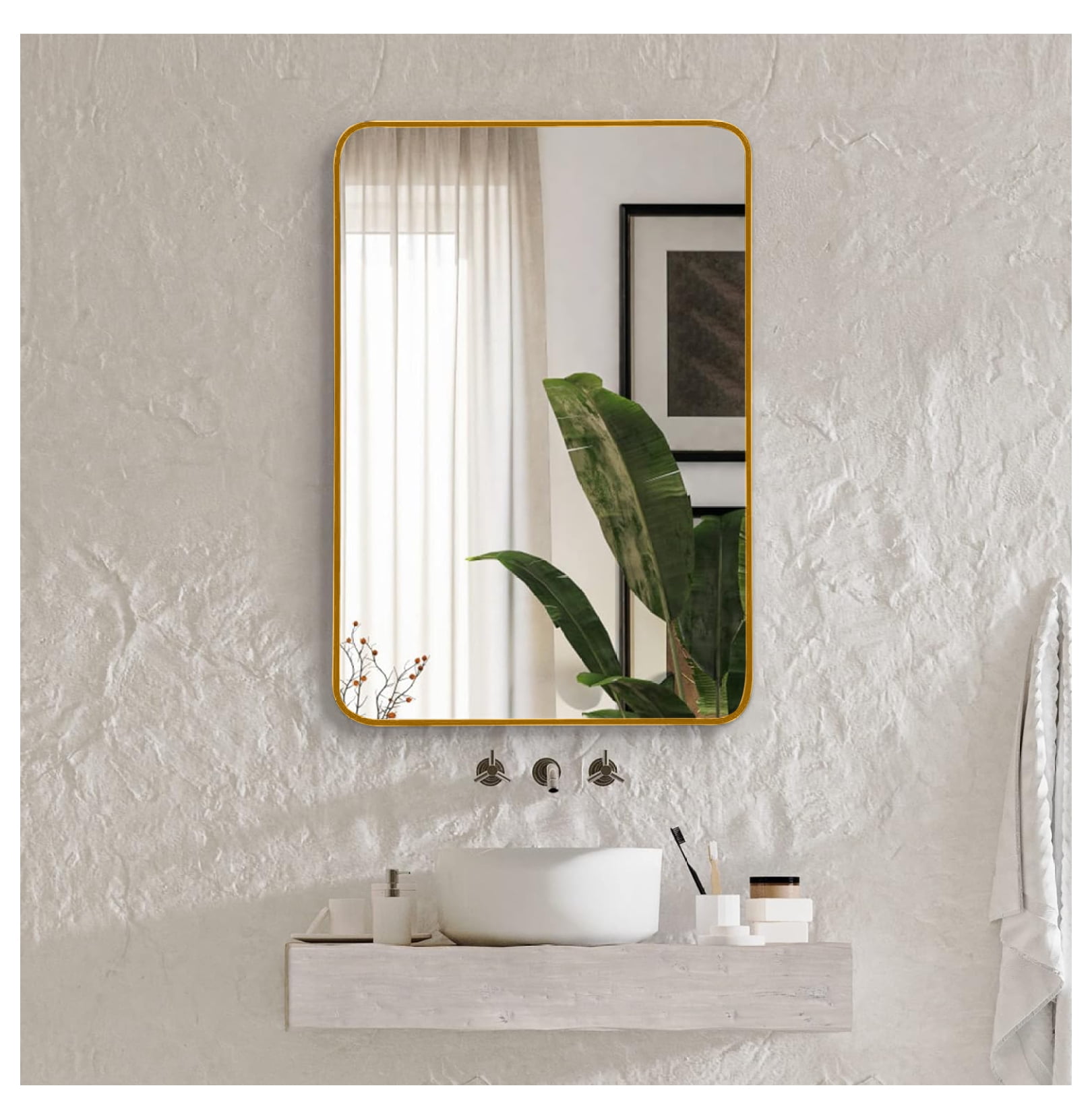 22x30 Inch Bathroom Mirror, Metal Framed Rectangular Wall Mirror for ...