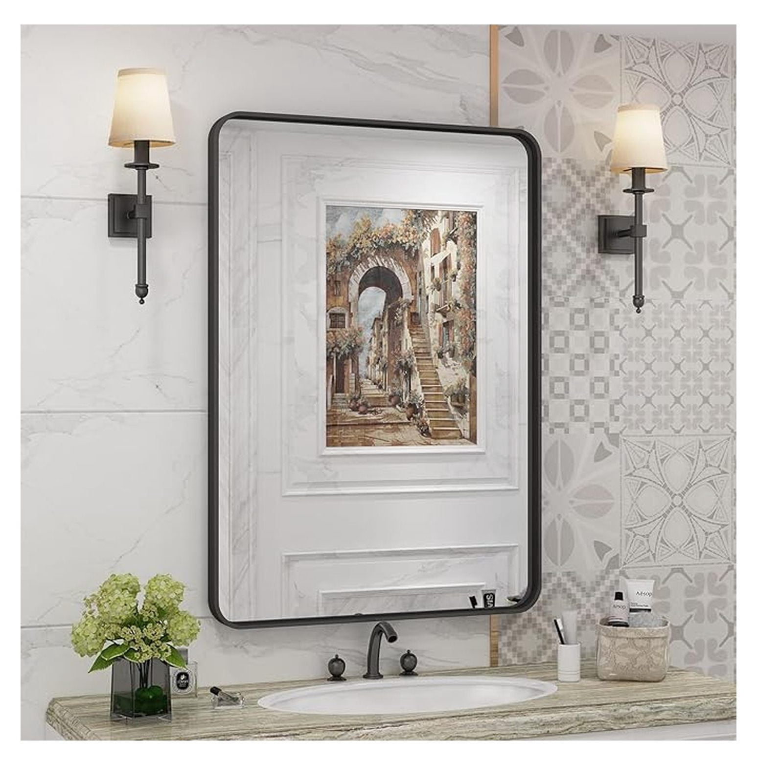 22x30 Inch Black Metal Framed Bathrrom Mirror for Wall, Matte Black ...