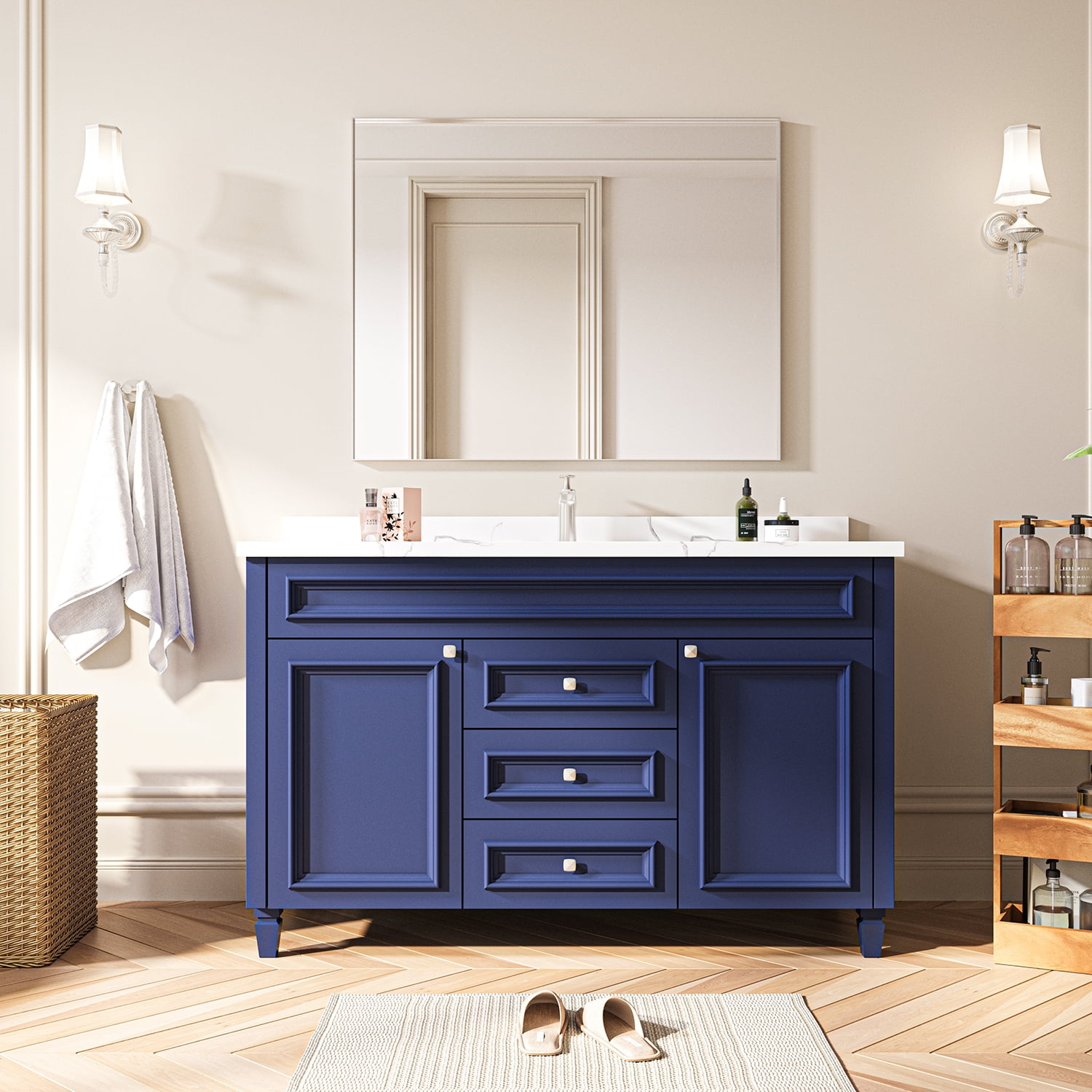 22x30 Inch Rectangular Aluminum Framed Wall Bathroom Vanity Mirror in ...