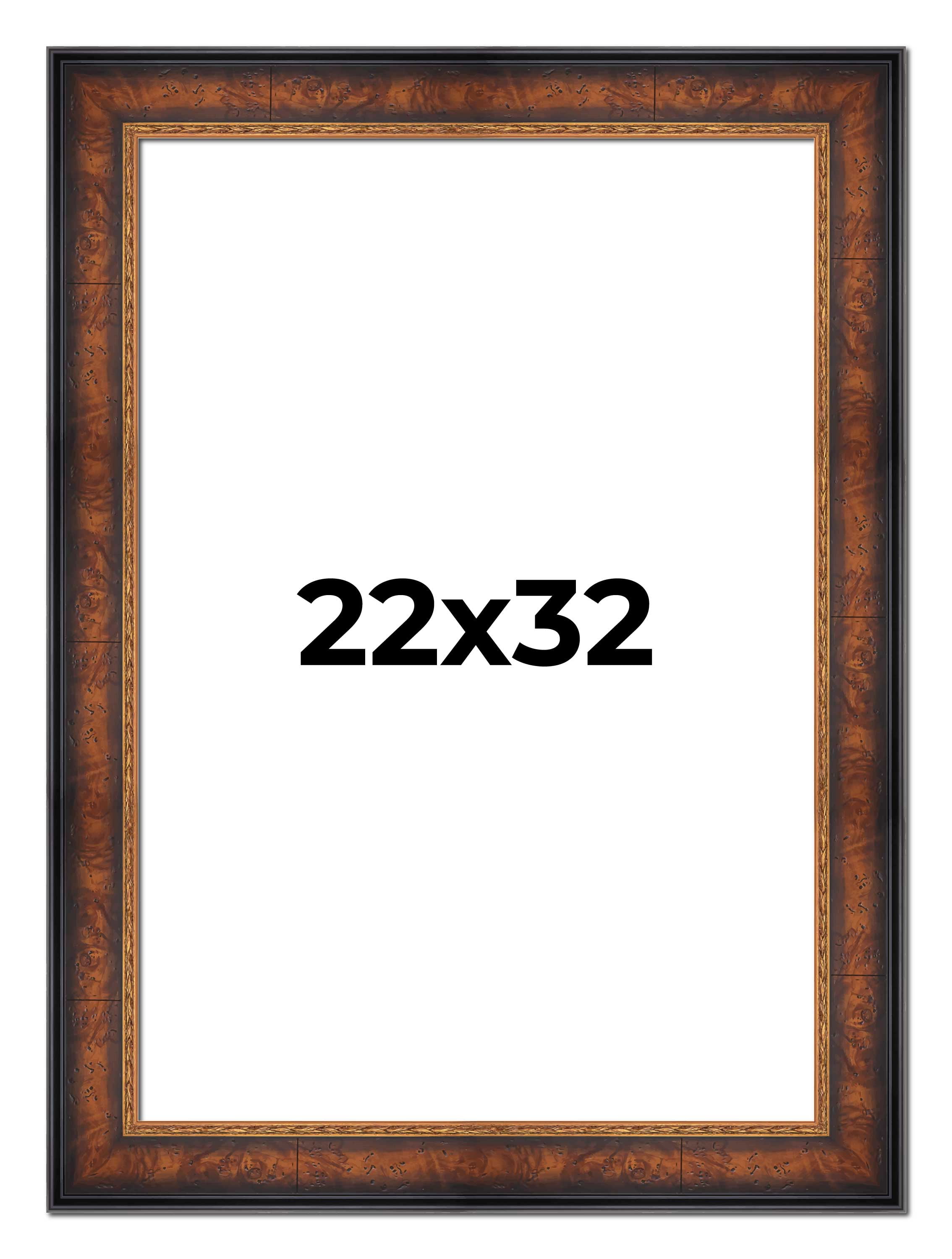 22x32 Frame Brown Walnut Gold Ornate Trim Solid Wood Plein Air Picture ...