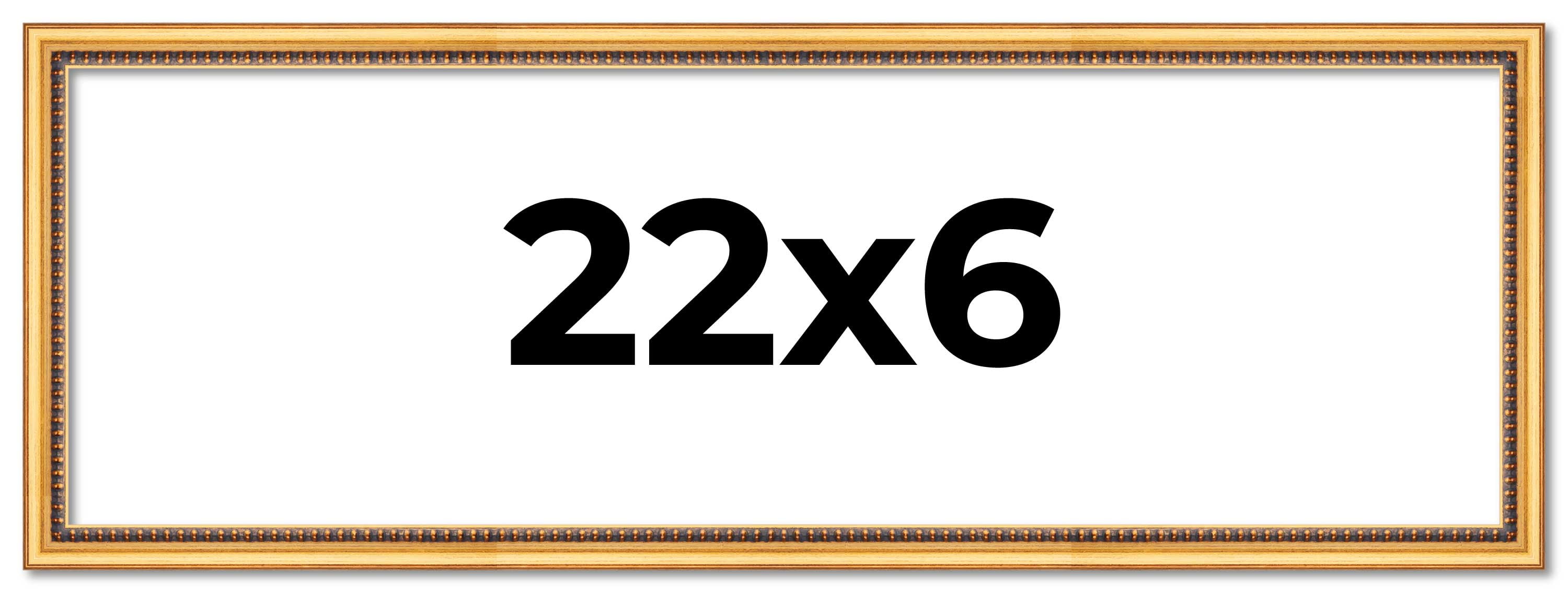 22x6 Frame Beaded Gold Solid Wood Picture Frame | 0.75 Inches Moulding ...