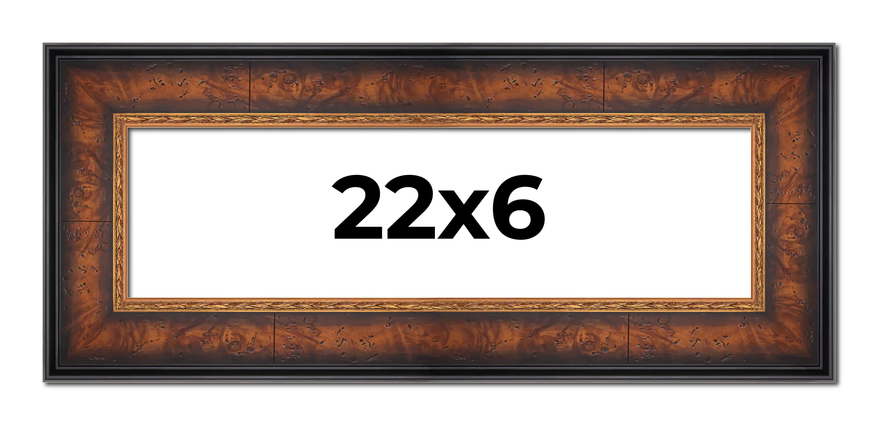 22x6 Frame Brown Walnut Gold Ornate Trim Solid Wood Plein Air Picture ...