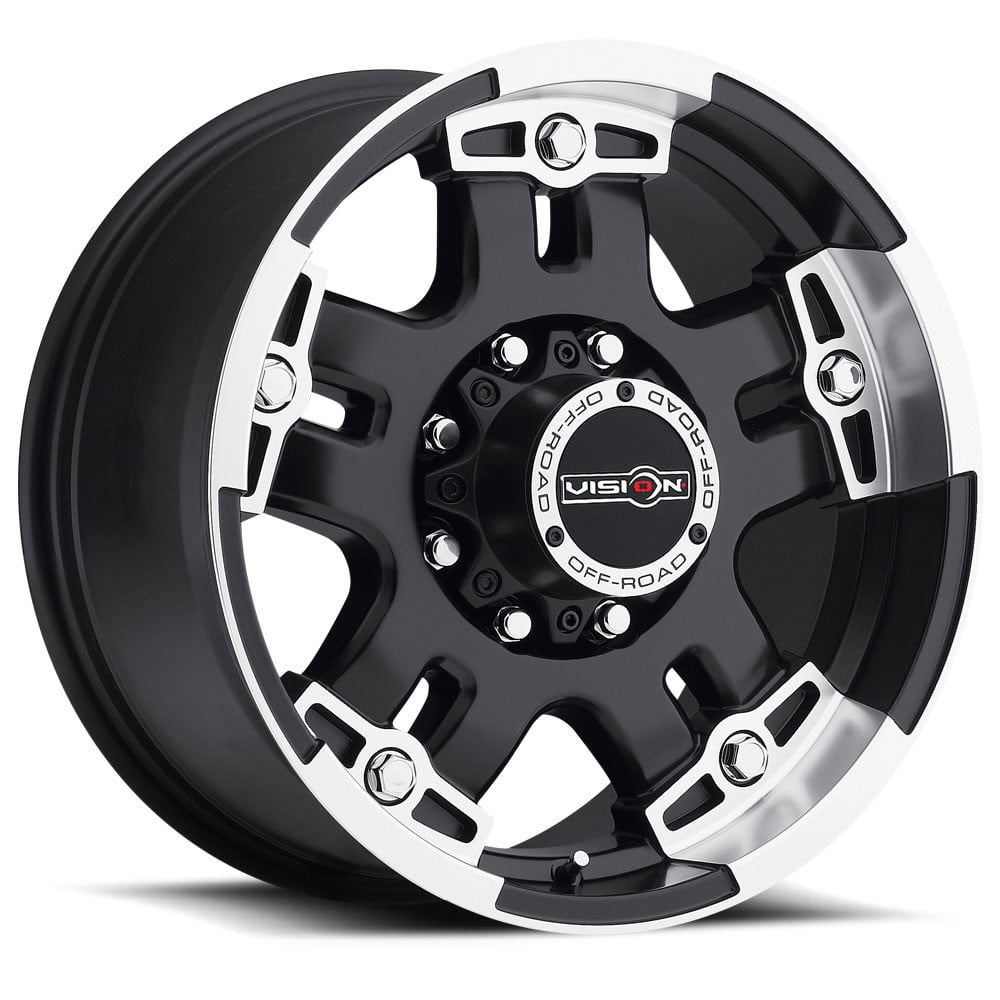 22x9.5 Vision 394 Warlord Matte Black Machined Face Wheel 8x180 (18mm ...