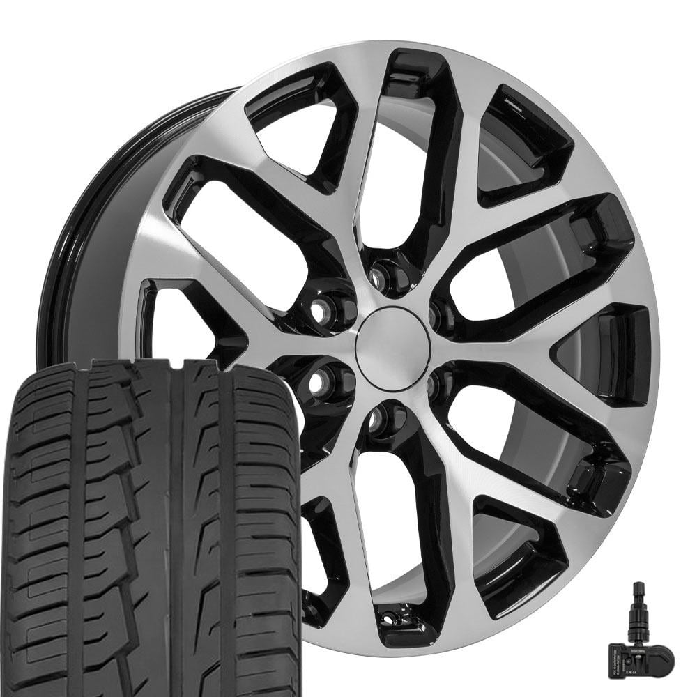 22x9 Wheels & Tires Fits GMC Chevy Trucks - GMC Sierra Style PVD Black ...