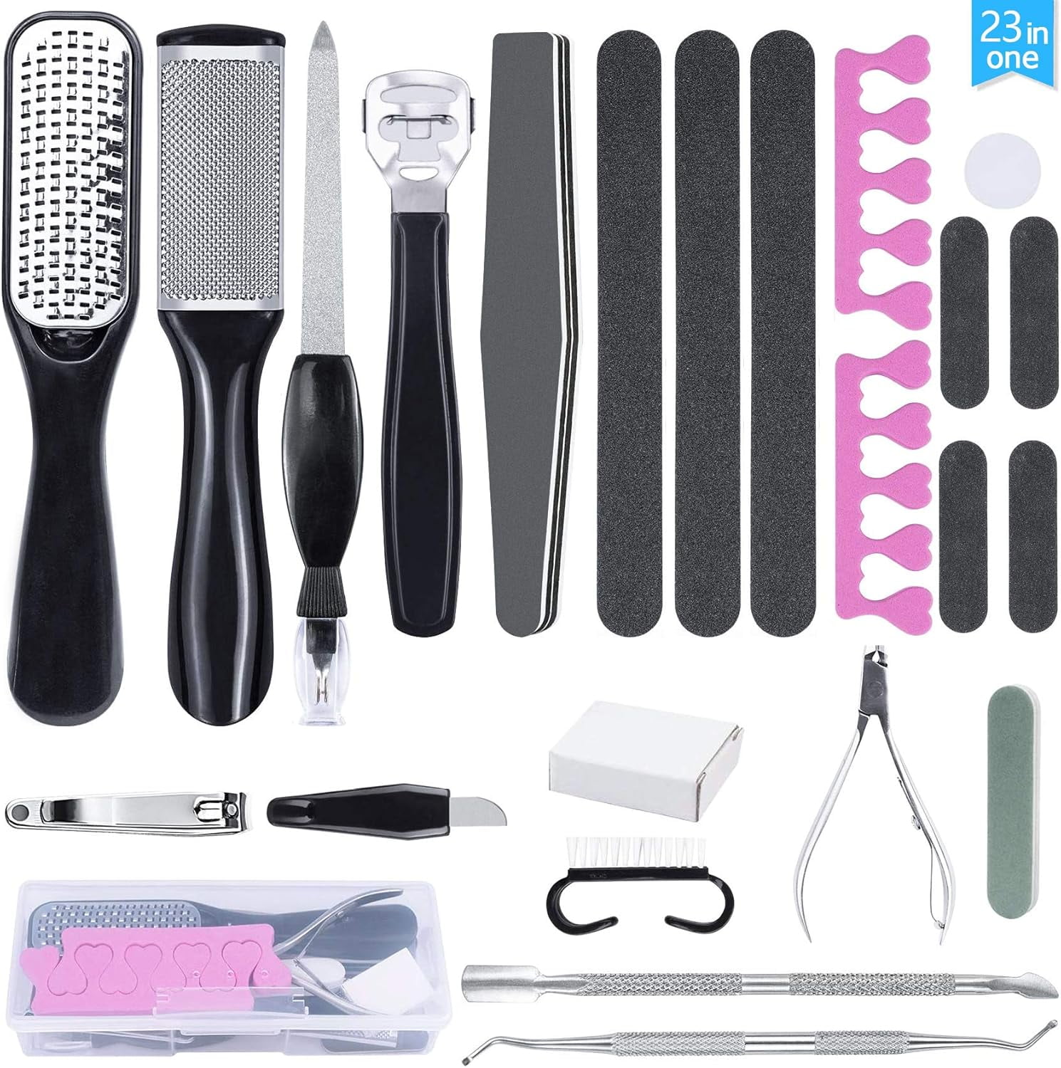 23 in 1 Pedicure Kit, Professional Manicure Foot Scrubber Nail Tools ...