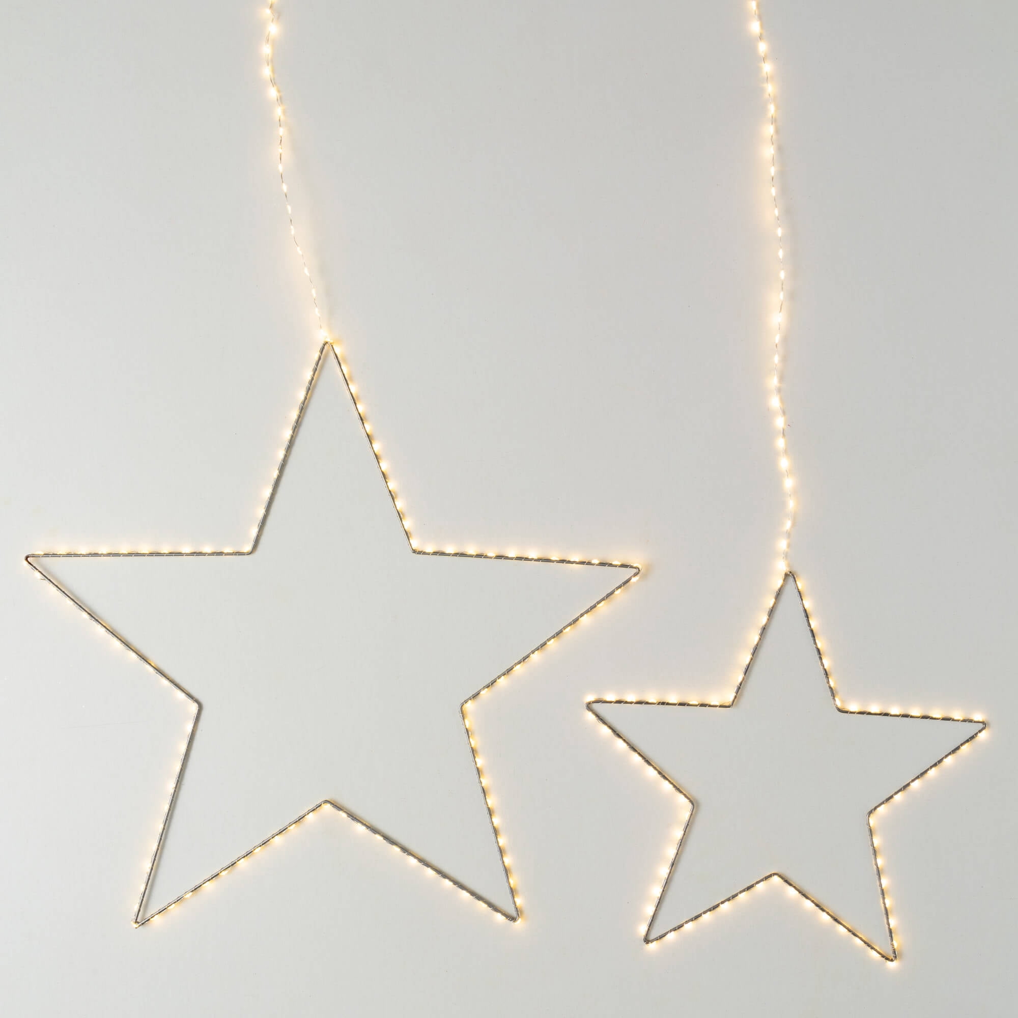 23" & 15" Sullivans Christmas Lighted Hanging Star Set of 2, Silver ...