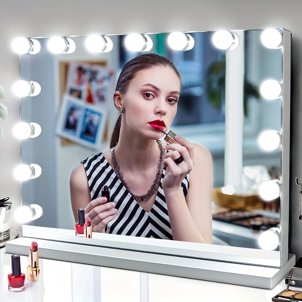 23×19 Inch Hollywood LED Vanity Makeup Mirror, 15 Bulbs 3 Modes ...