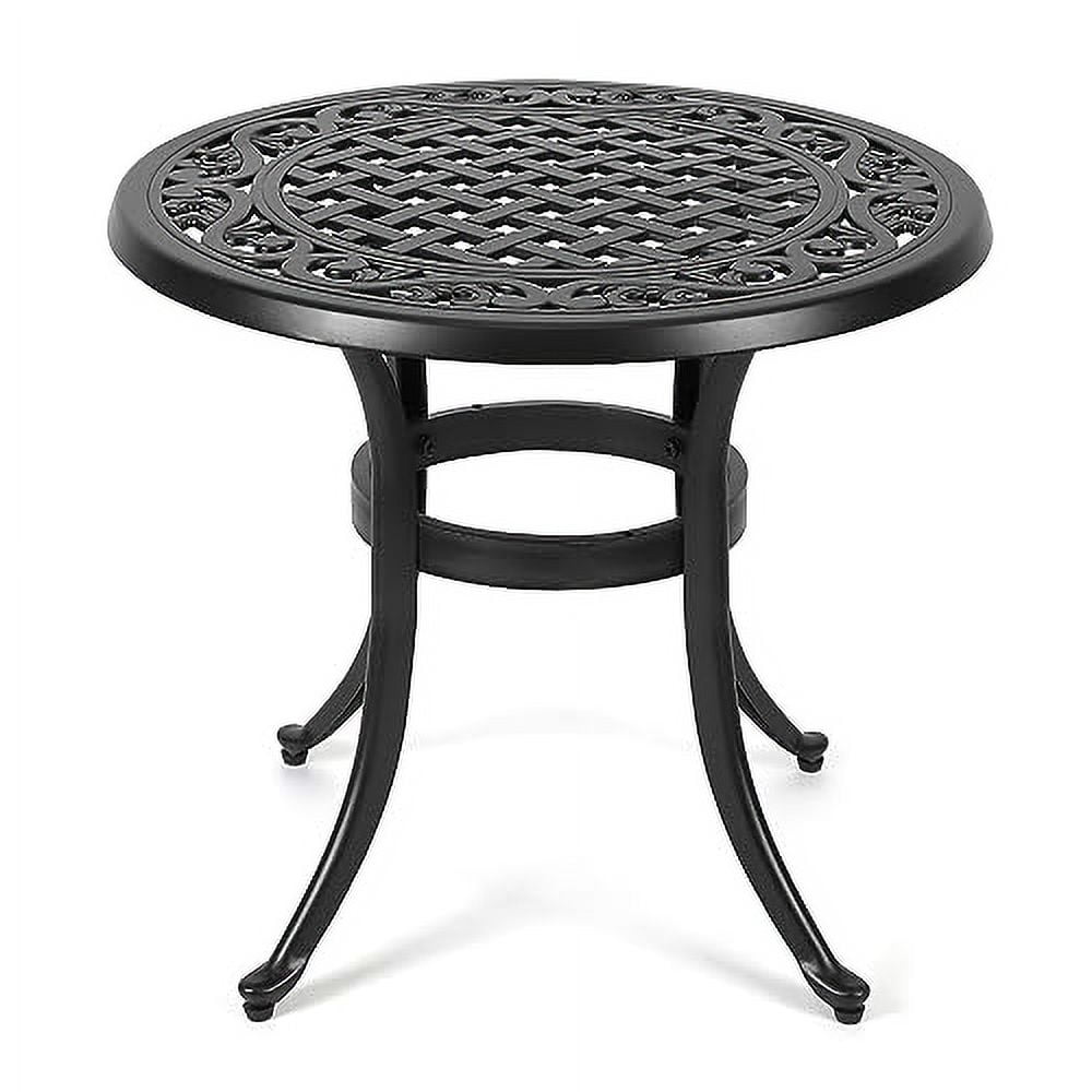 23.22 Inch Cast Aluminum Side Table, Patio Bistro Table with Adjustable ...